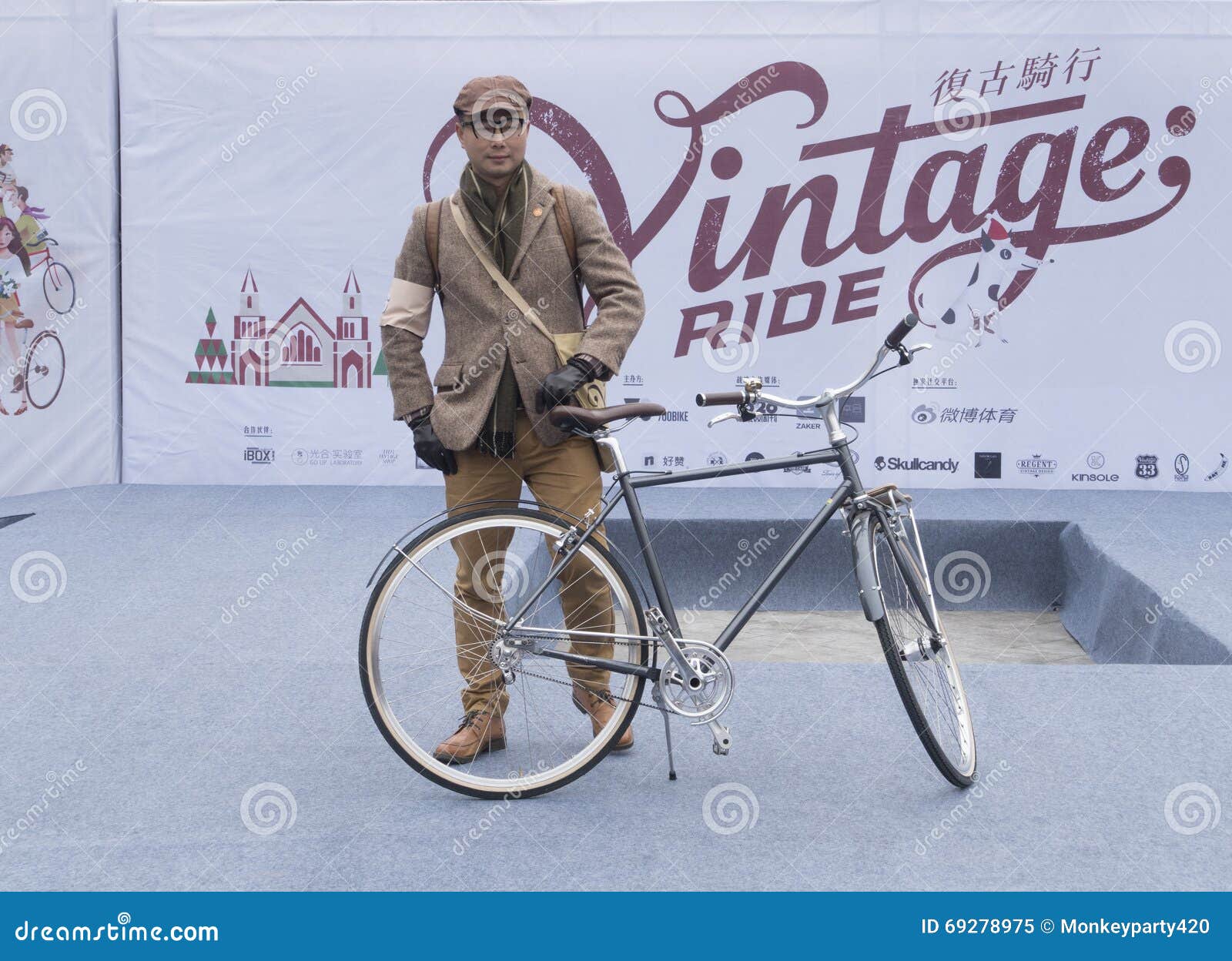Vintage rider and bicycle editorial image. Image of isolated - 69278975