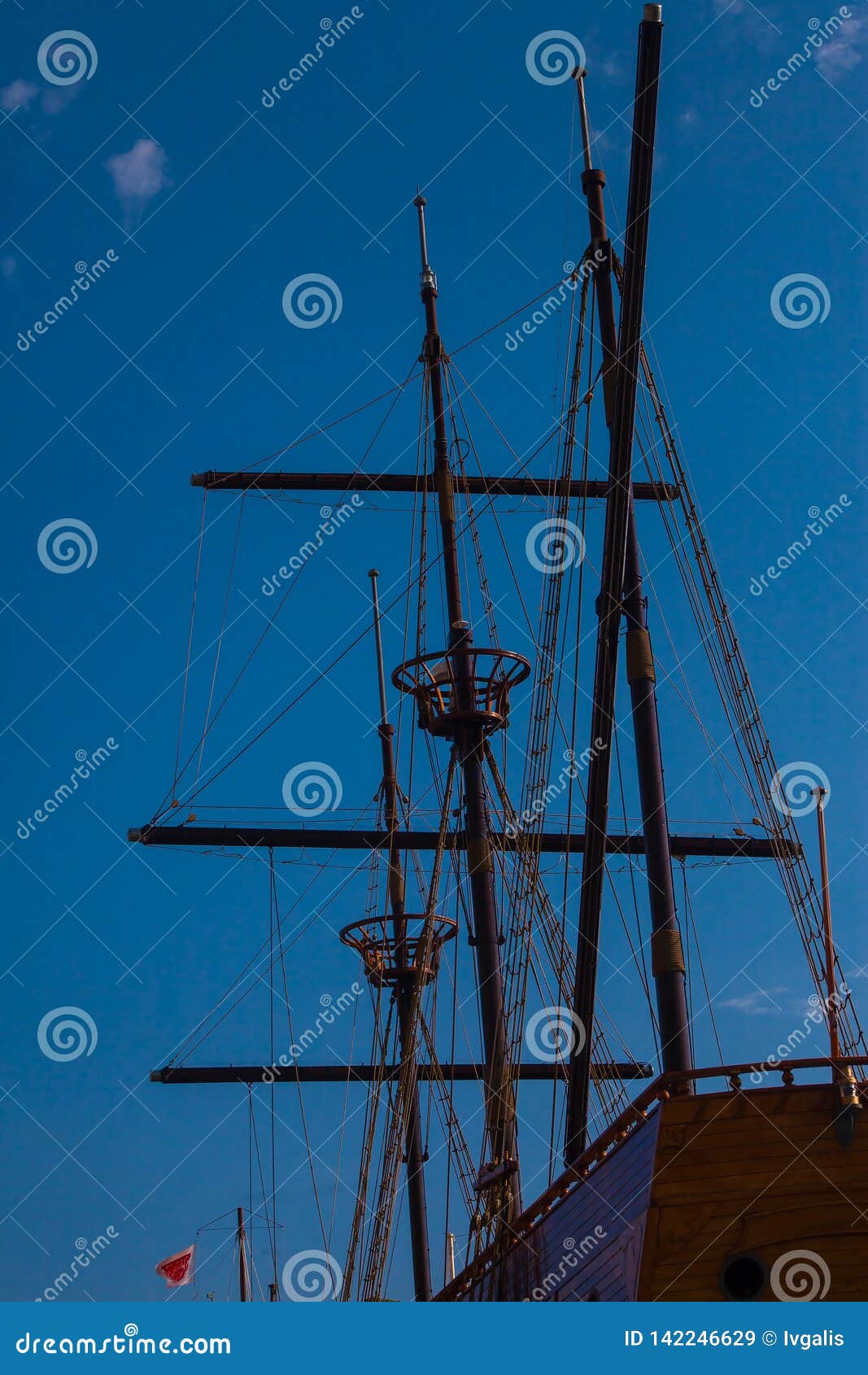 Vintage Rigging for a Wooden Ship Stock Image - Image of snug ...