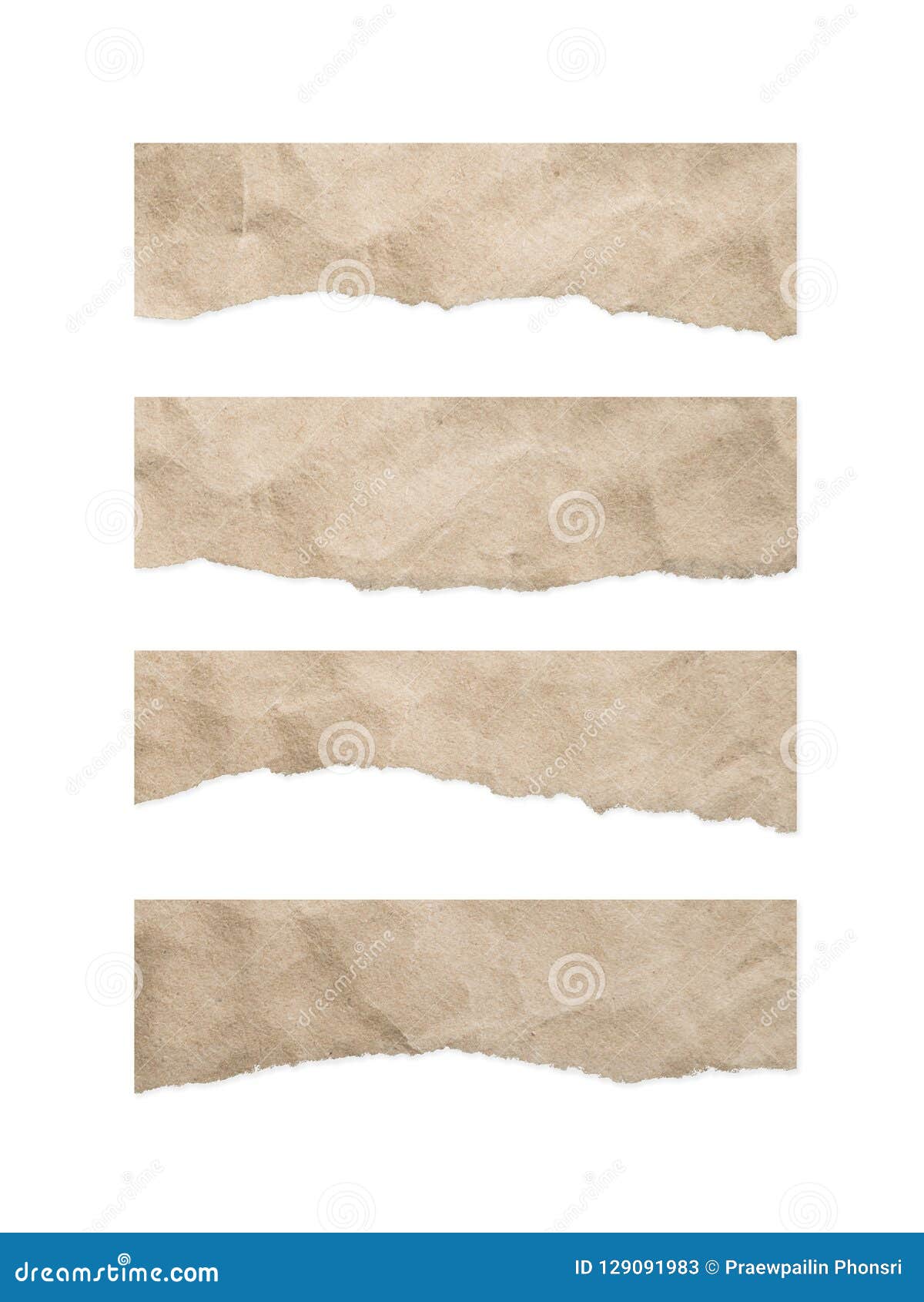 Vintage Ripped Paper Texture on White Background. Stock Image - Image ...