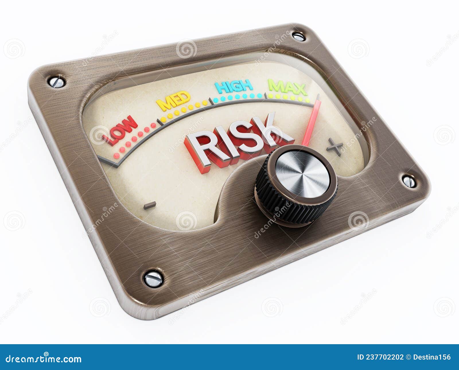 Vintage Risk Meter Pointing Maximum Risk Isolated on White Background ...