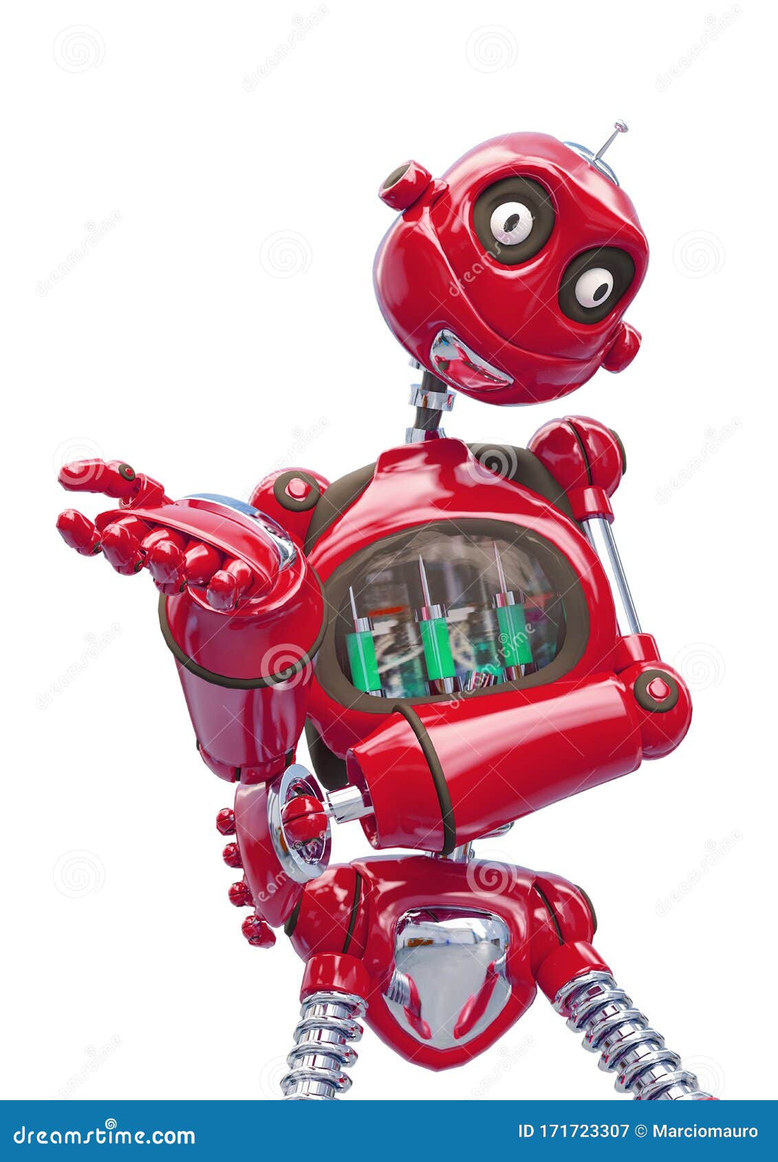 Vintage Robot Cartoon Explaining in White Background Stock Illustration ...