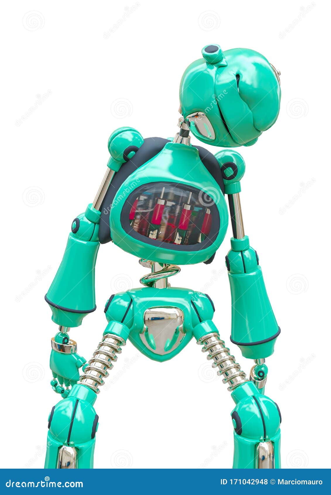 Vintage Robot Cartoon On Shut Down Pose In White Background Stock Illustration Illustration Of