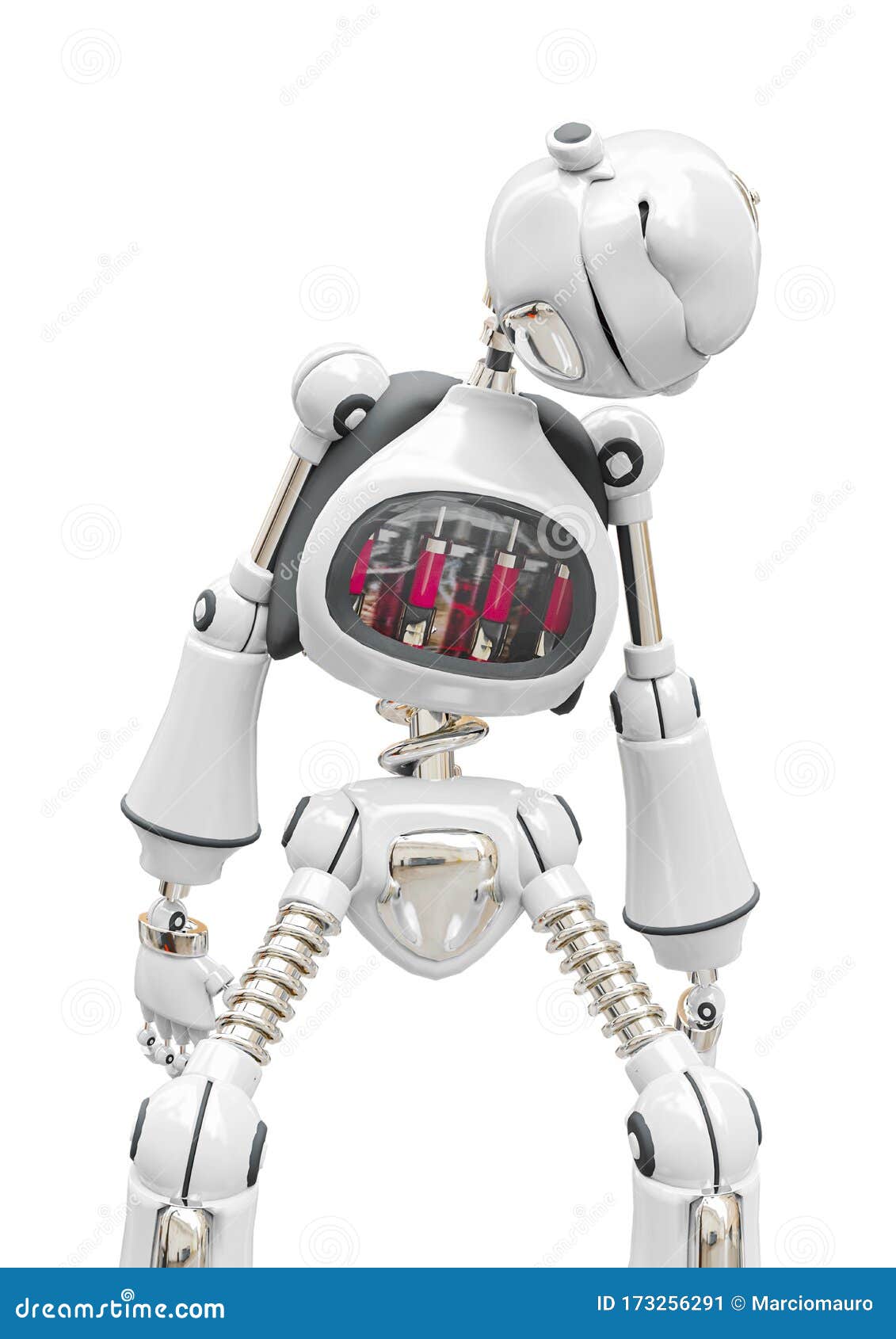 Vintage Robot Cartoon On Shut Down Pose In White Background Stock Illustration Illustration Of