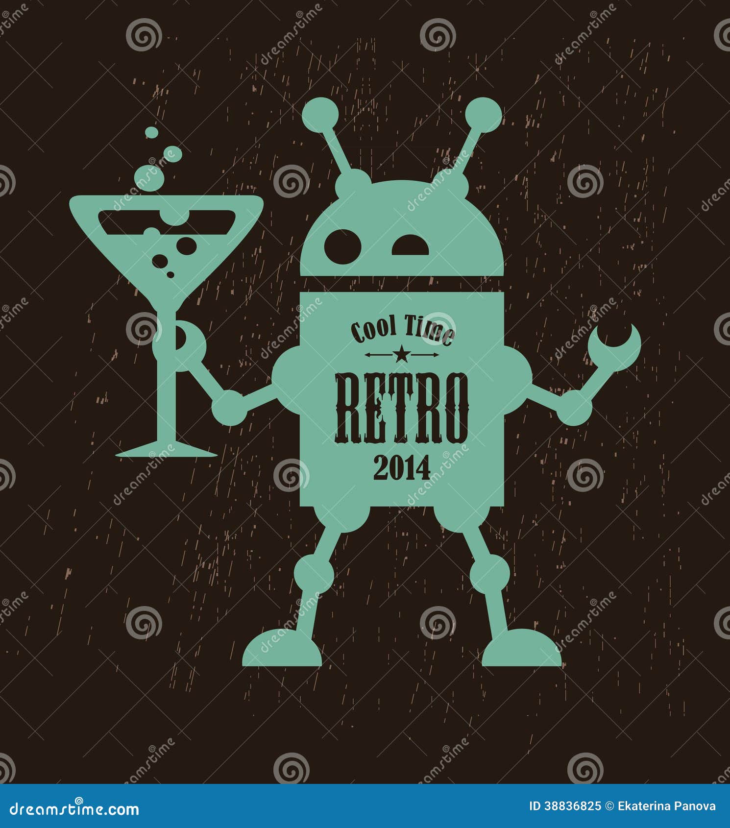 Vintage robot. stock vector. Illustration of glass, machine - 38836825