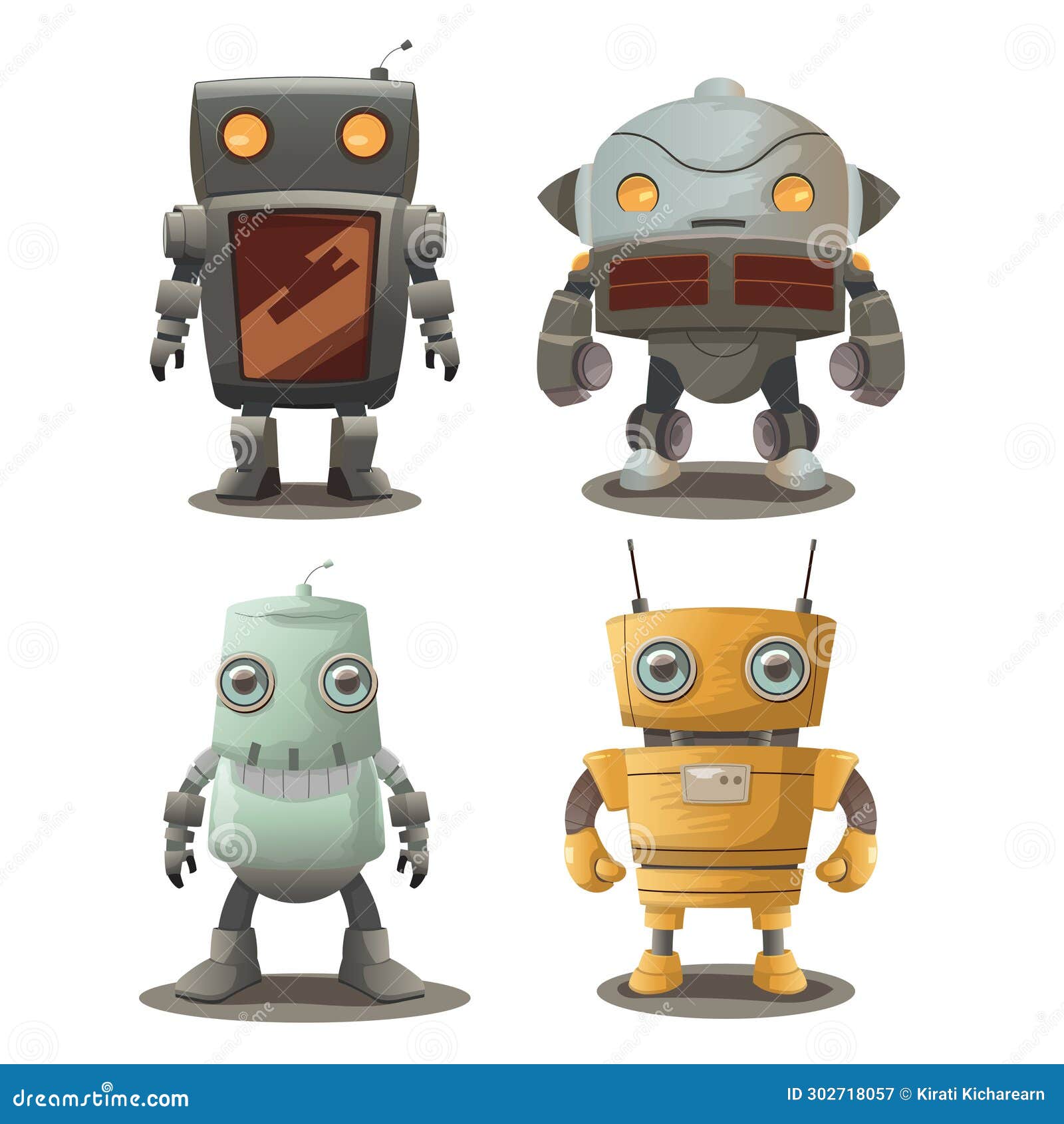Vintage Robots Cartoon Collection Set Vector Stock Vector ... Vintage Robots Cartoon Collection Set Vector Stock Vector ...
