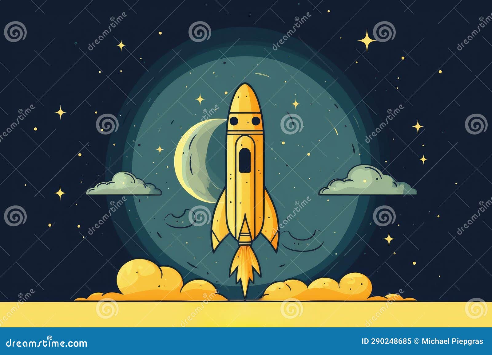 A Vintage Rocket Background Exploring Space Stock Illustration ...