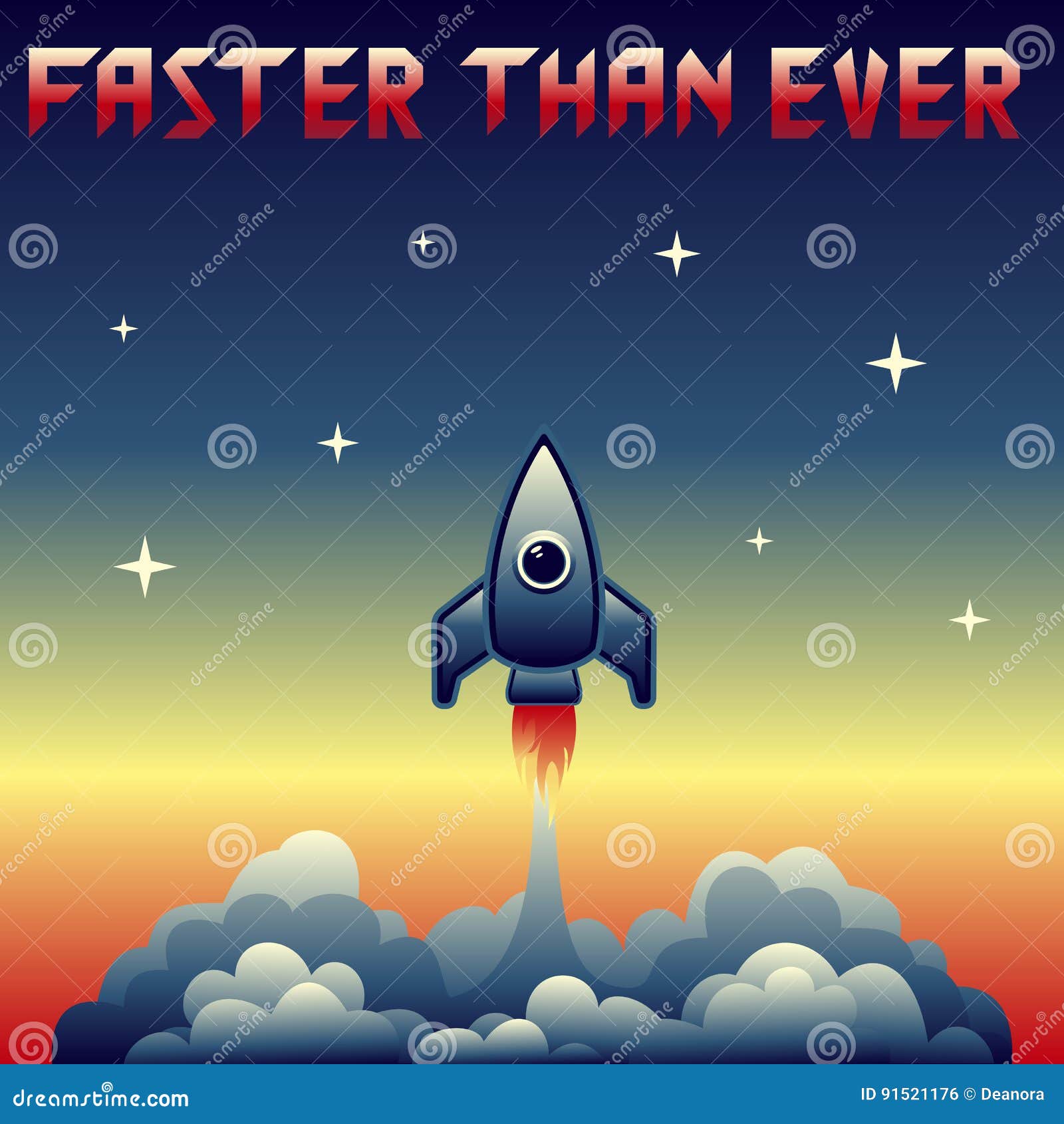 Vintage Rocket Launch Vector Illustration Stock Vector - Illustration ...