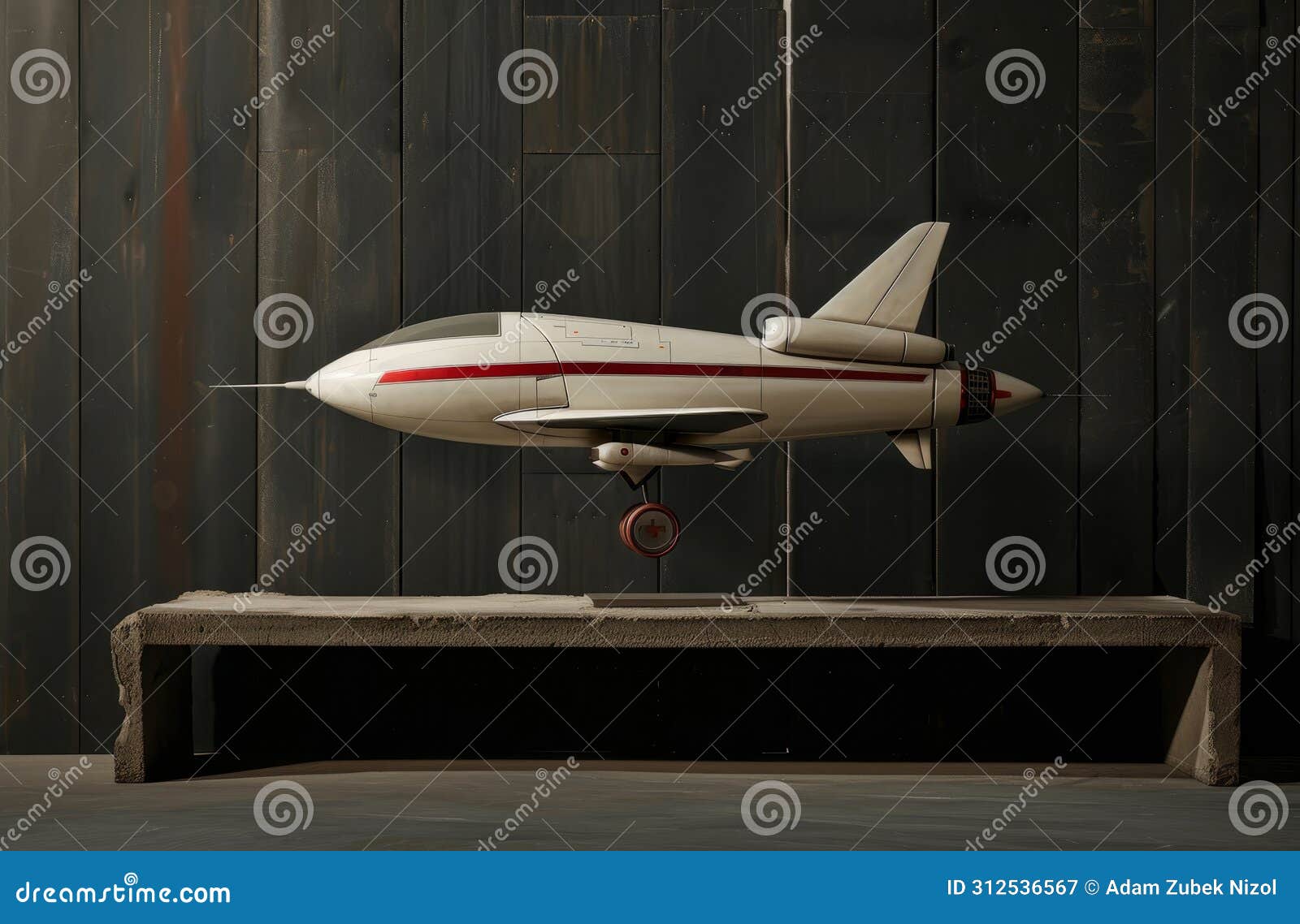 Vintage Rocket Model on Display Stock Illustration - Illustration of ...