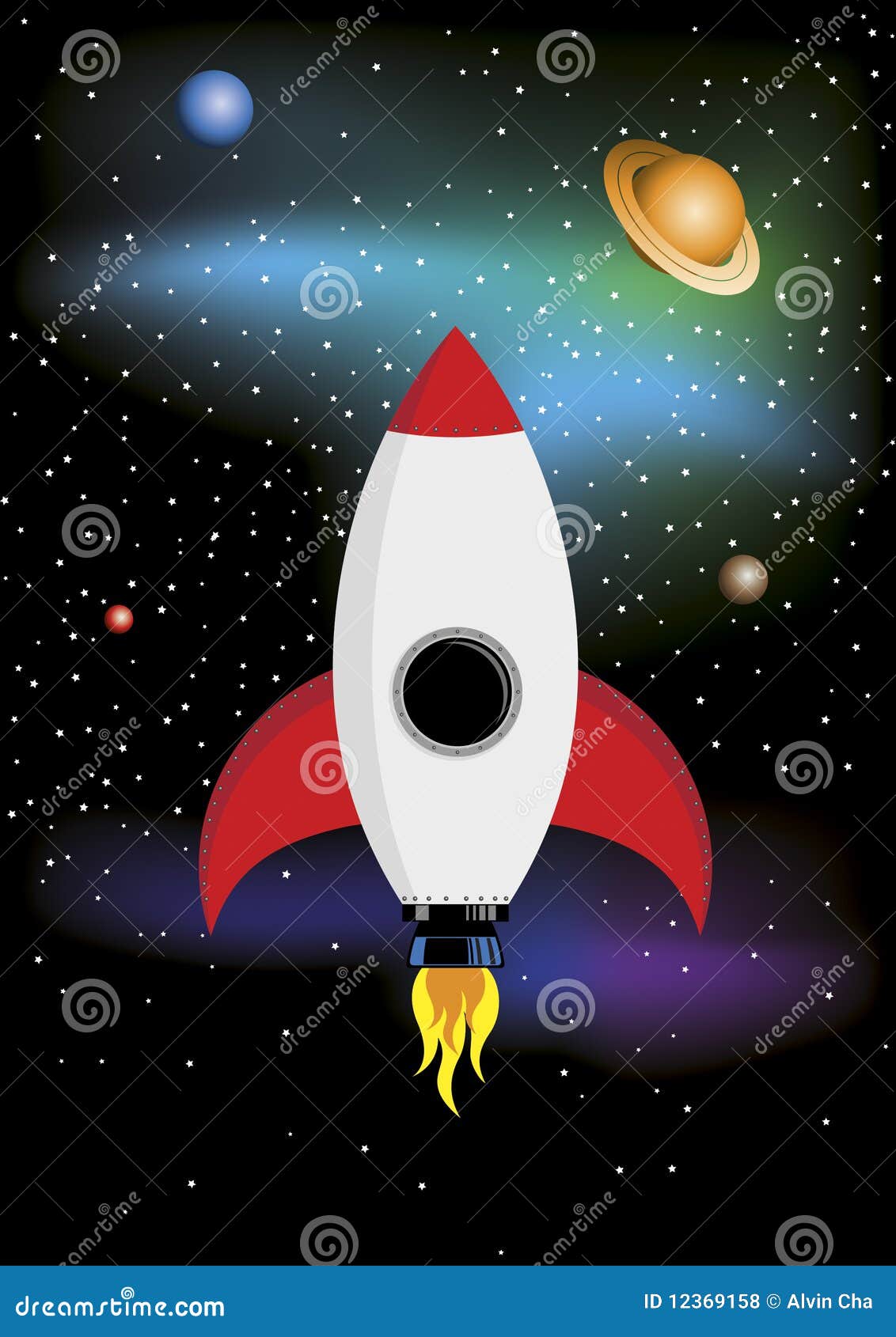 Vintage Rocket Ship Blasting Off Drawing Vector Illustration ...