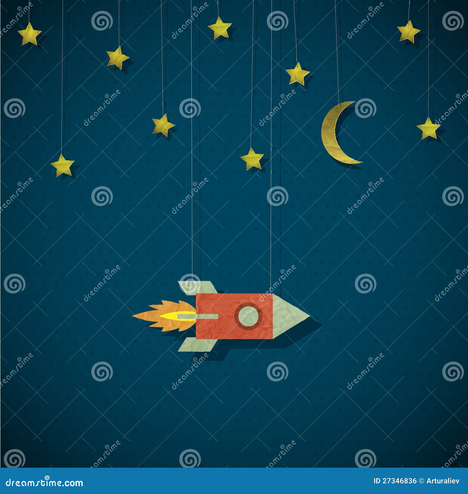 Vintage Rocket Ship Blasting Off Drawing Vector Illustration ...