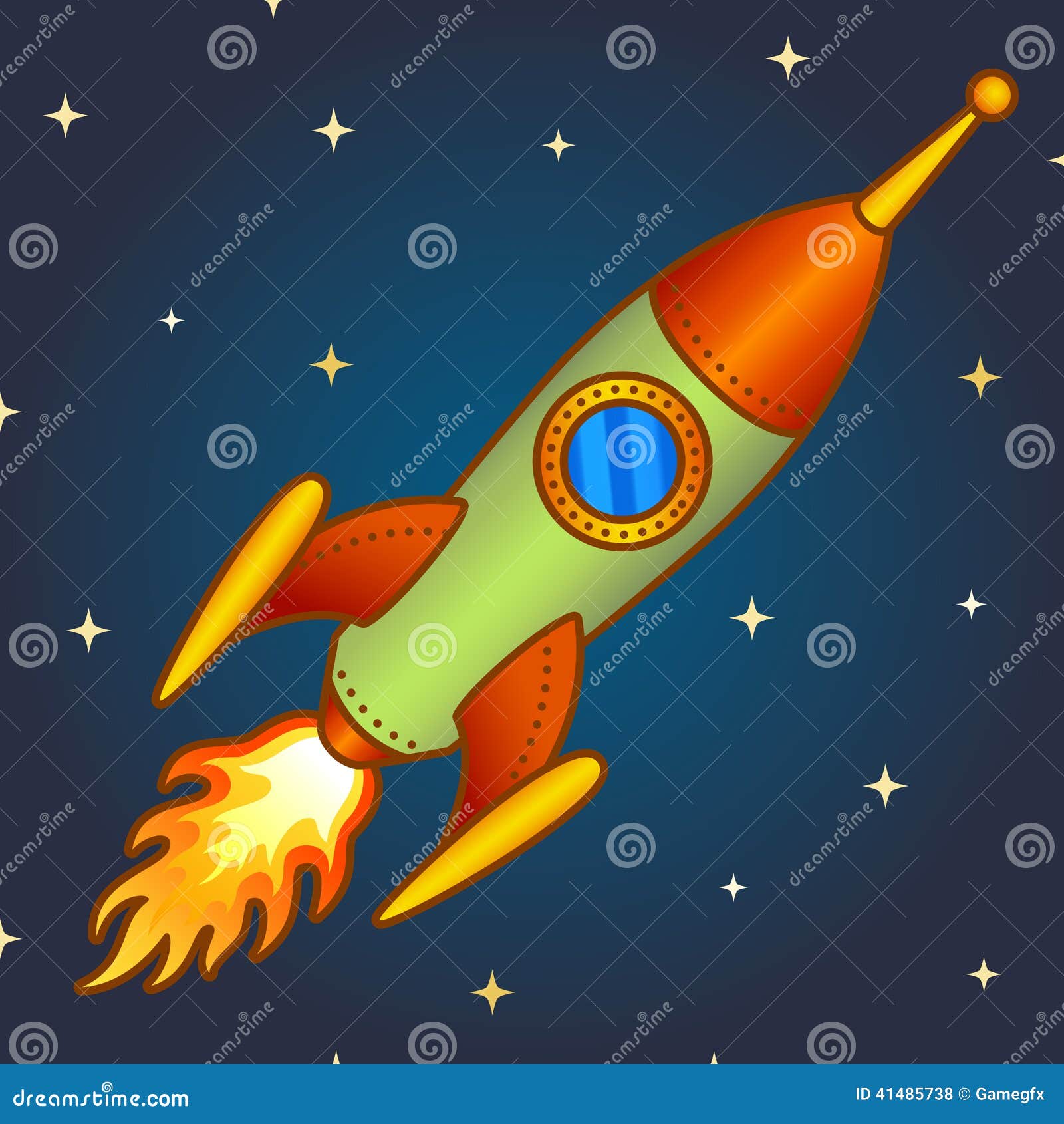 Vintage Rocket Ship Blasting Off Drawing Vector Illustration ...