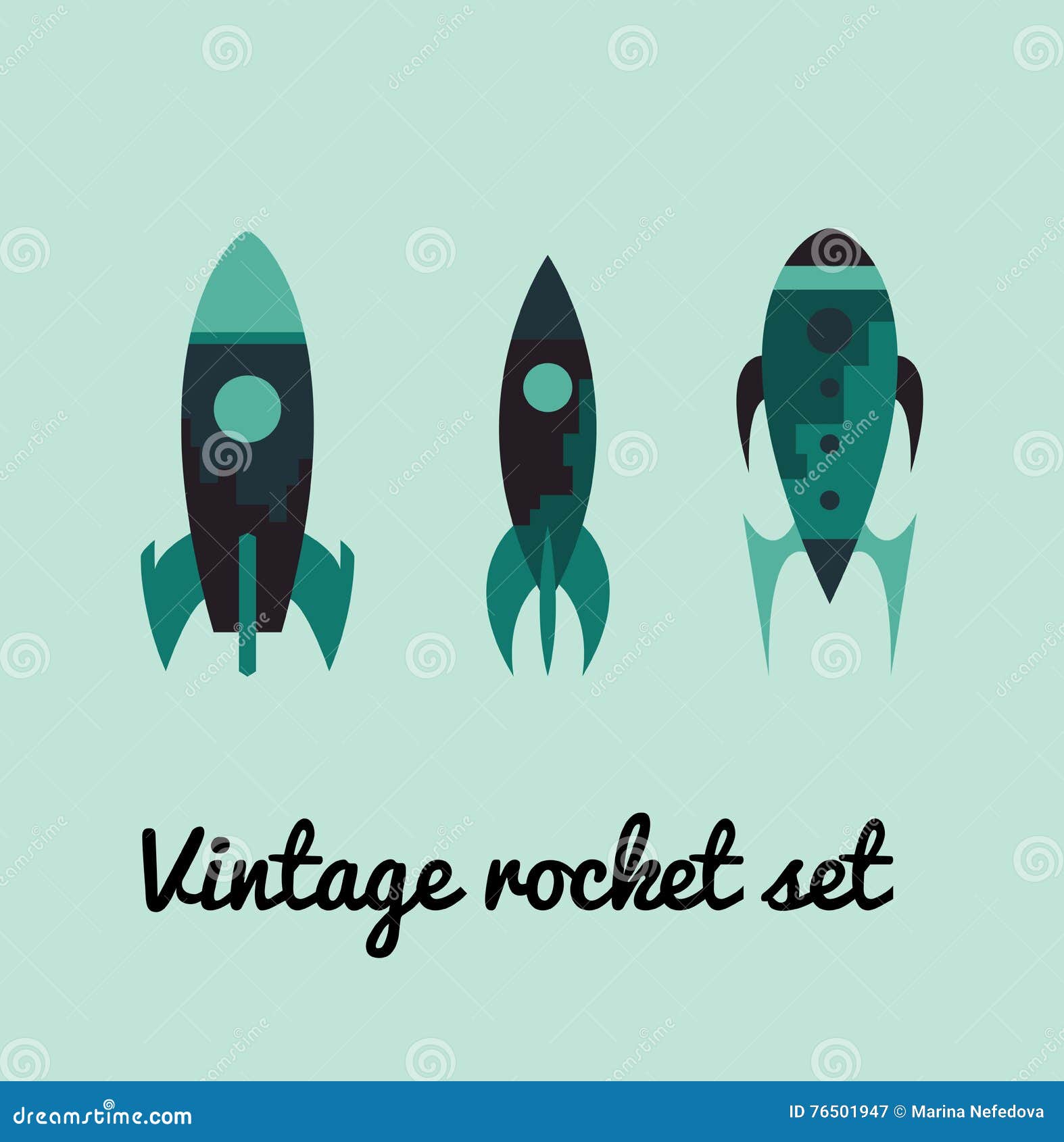 Vintage rocket space set stock illustration. Illustration of starburst ...