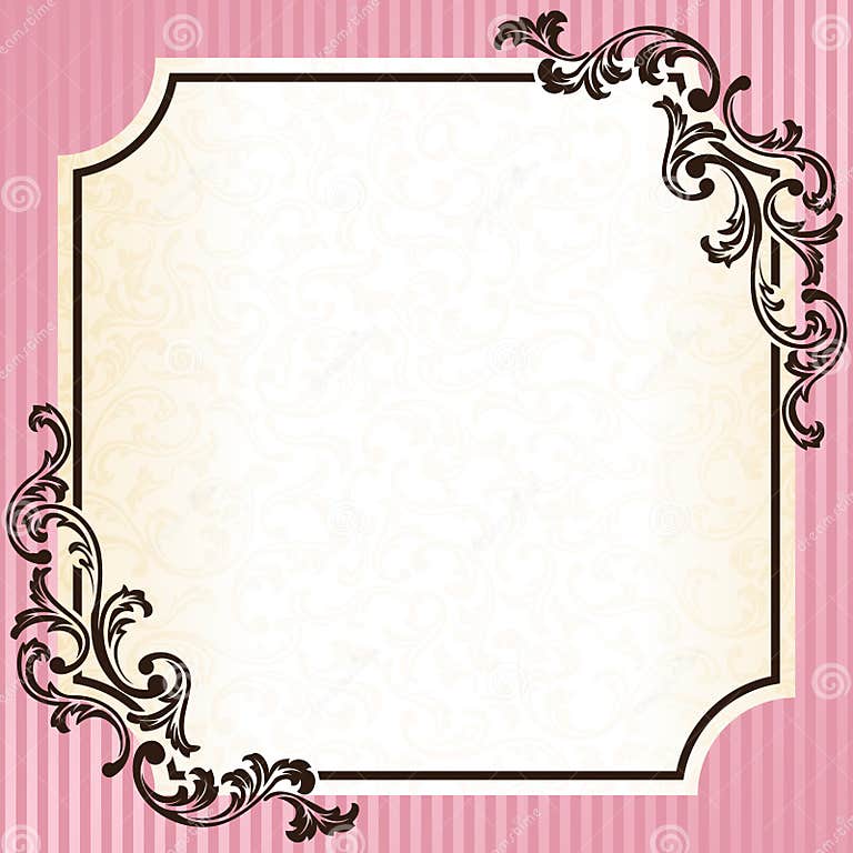 Vintage Rococo Frame in Pink Stock Vector - Illustration of invitation ...