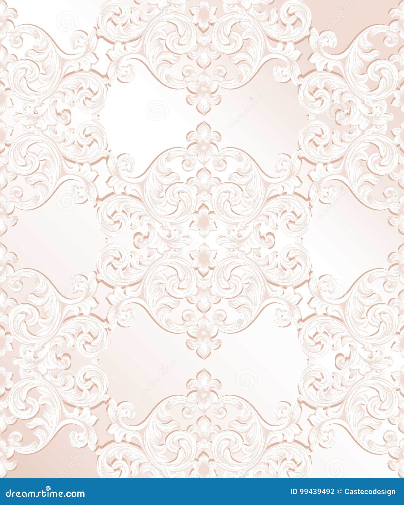 Vintage Rococo Pattern Background Vector Illustrations Pink Color Stock ...