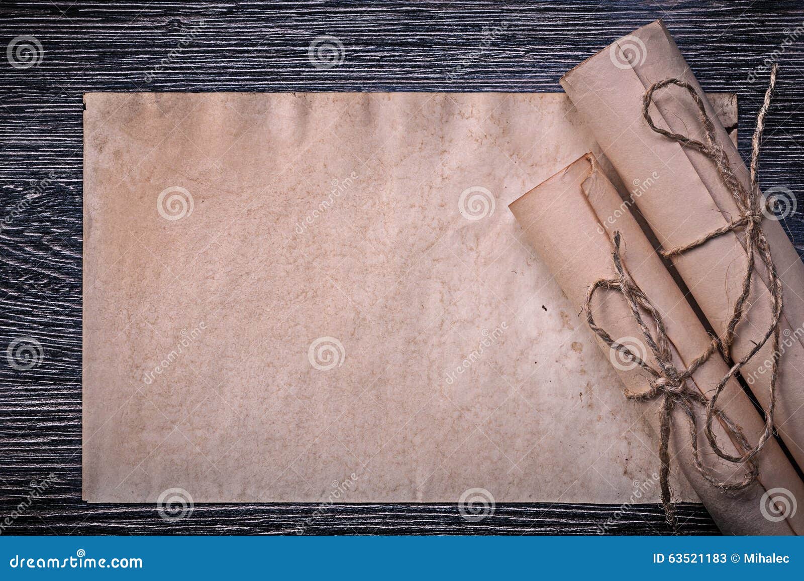 Medieval Paper Scroll Quill On Crumpled Wrapping Sheet Royalty-Free ...