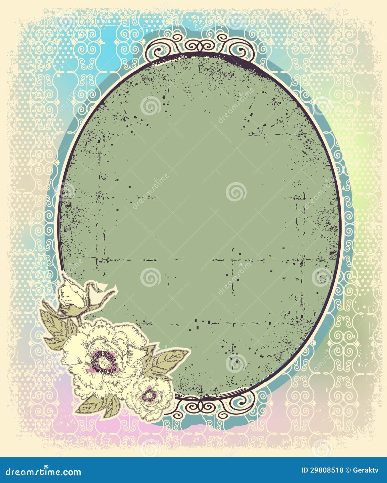 Vintage Romantic Frame for Design.Retro Color Illu Stock Vector ...