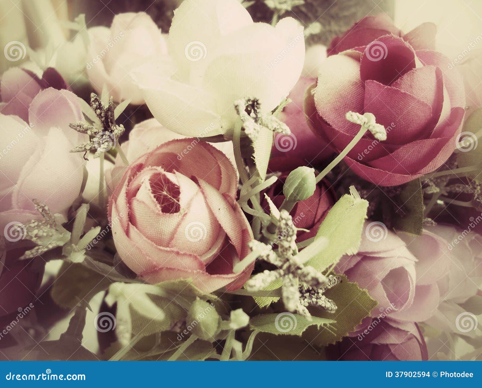 Vintage Rose of Artificial Flowers Stock Photo - Image of plant, design ...