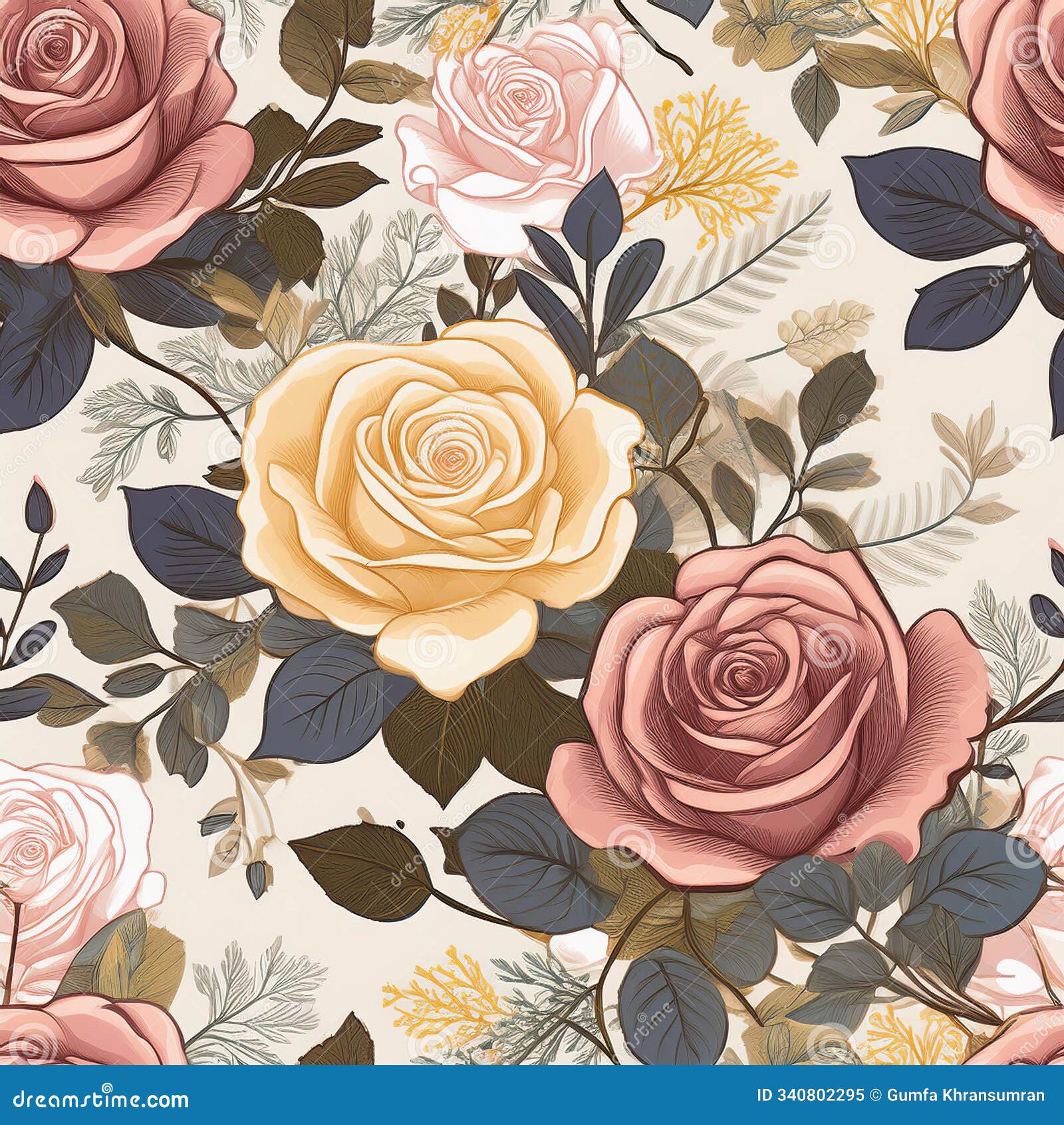 Vintage Rose Bouquet Pattern with Muted Tones and Elegant Floral Design ...