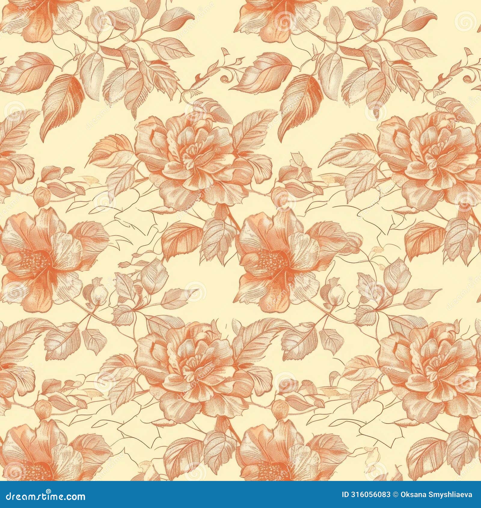 Vintage Rose Pattern Background in Warm Tones Stock Image - Image of nature, classic: 316056083