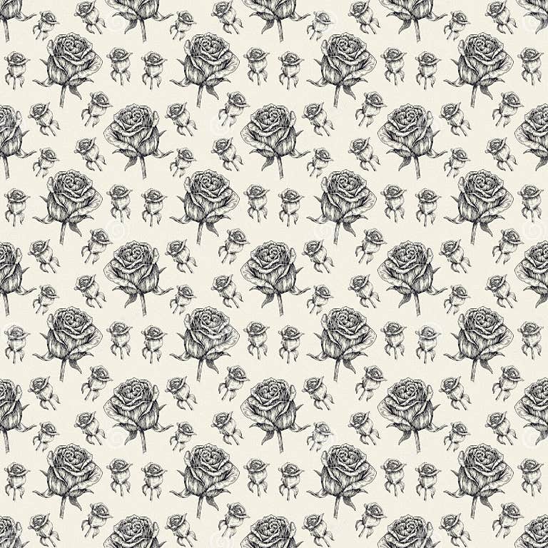 Vintage Rose Pattern Wallpaper Stock Illustration - Illustration of ...