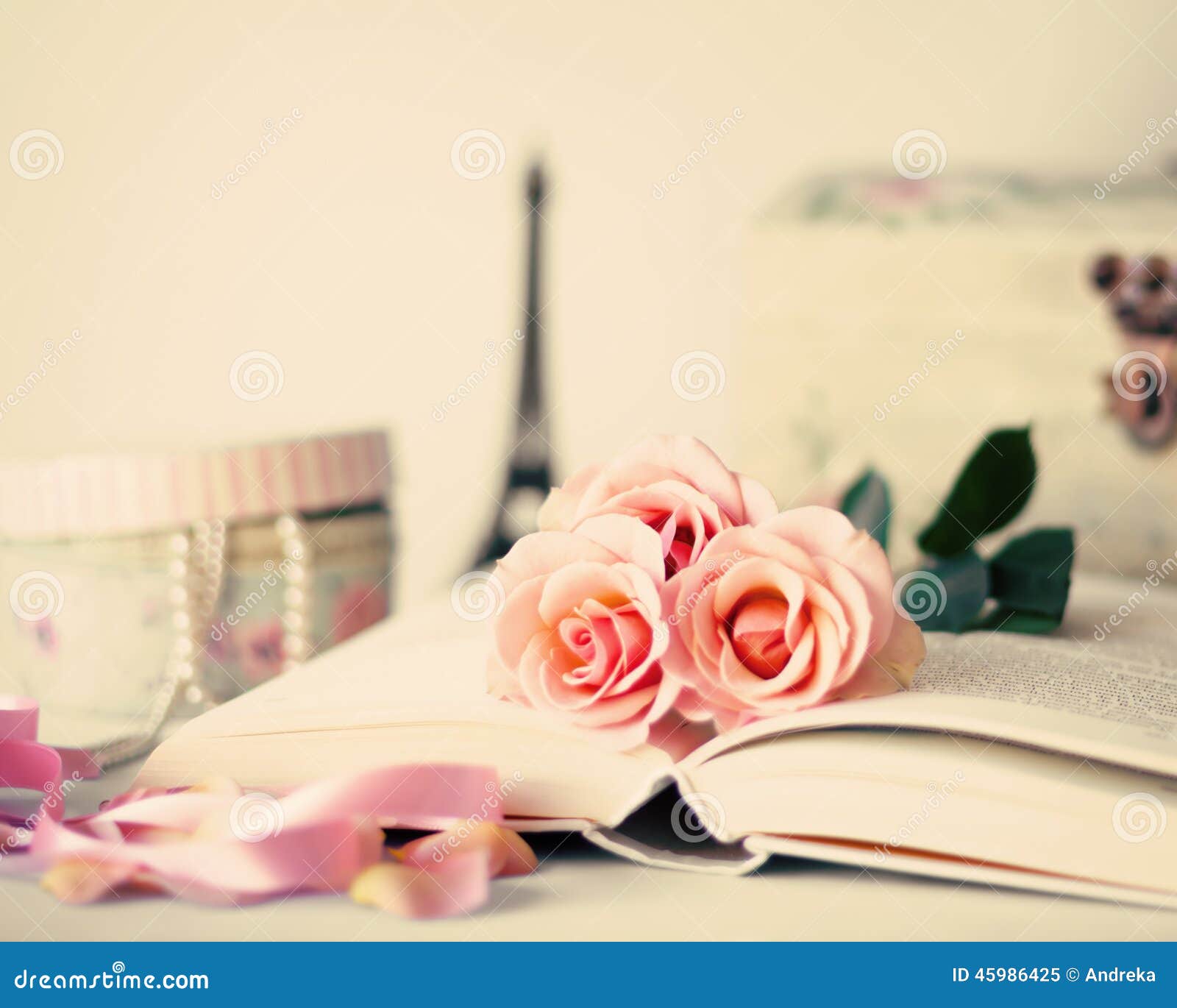 Vintage roses and book stock image. Image of love, classic - 45986425