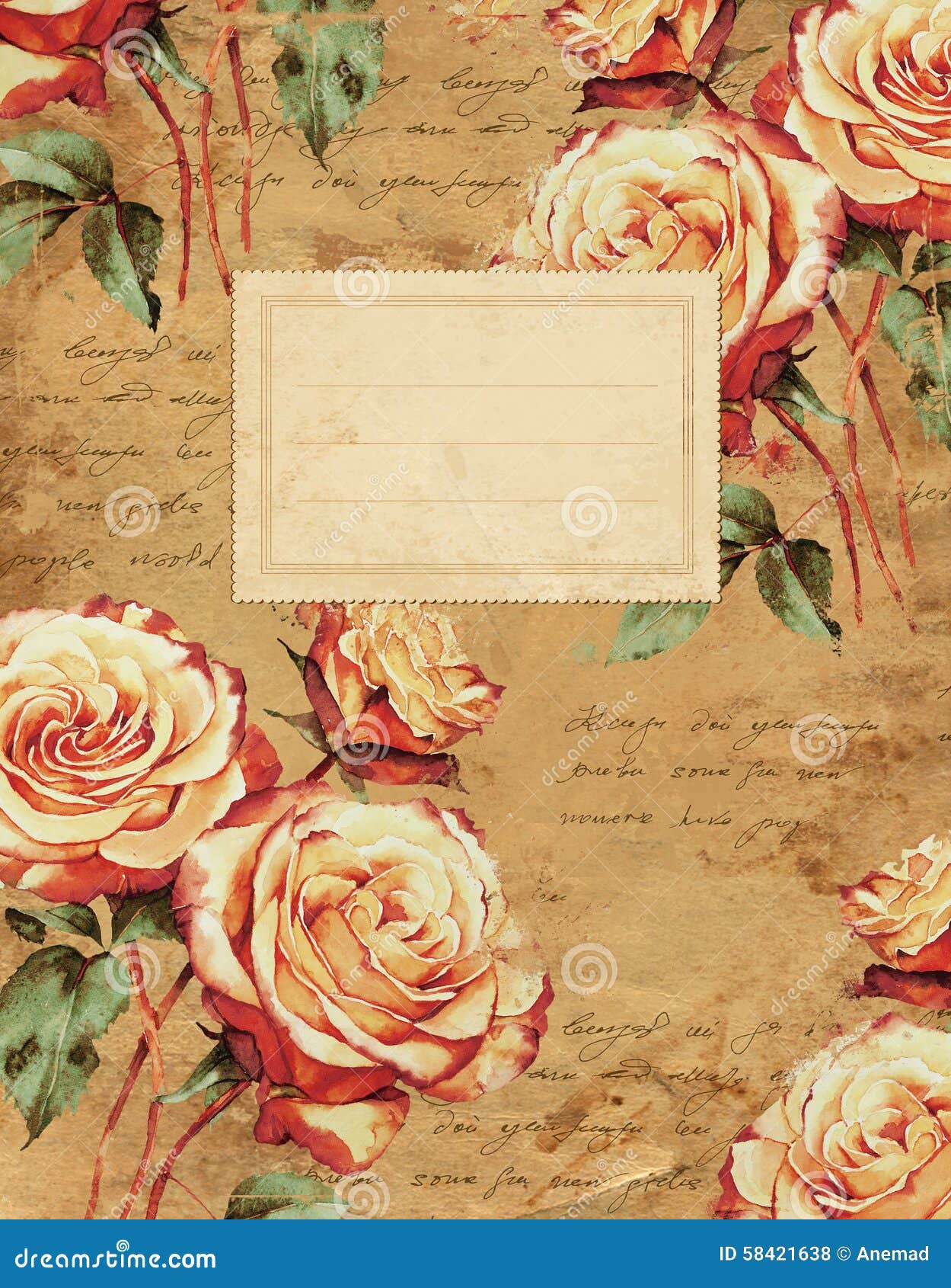 Vintage Roses Floral Notebook Cover Stock Photo - Image of education ...