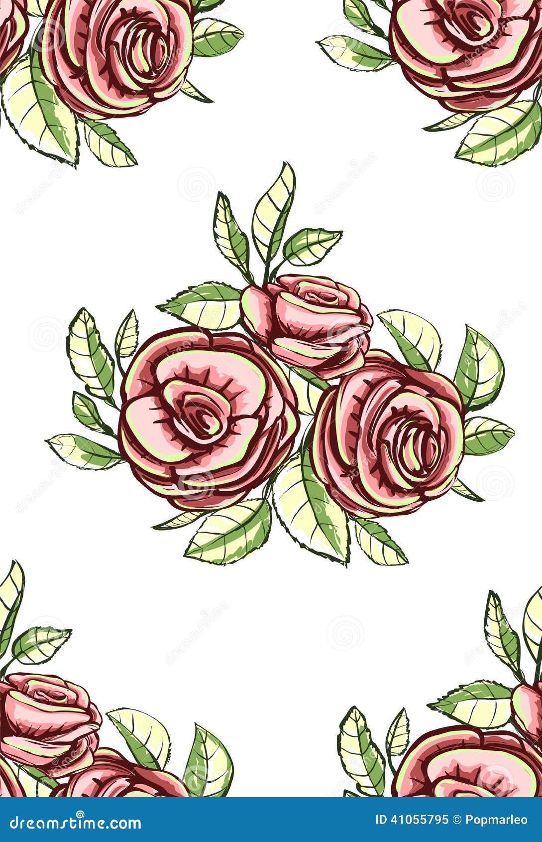 Vintage Roses Seamless Pattern Background Stock Vector - Illustration ...