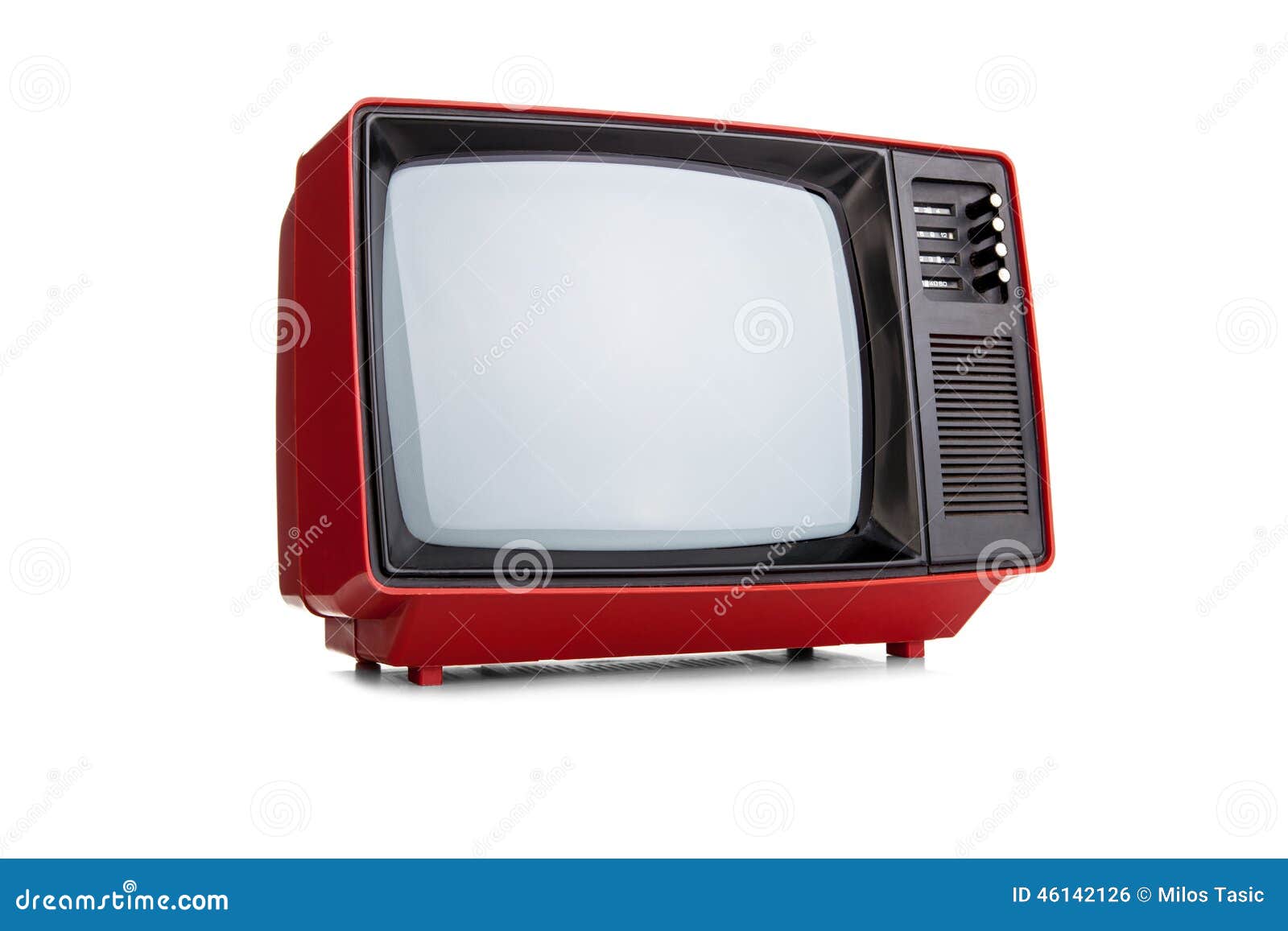 Vintage rouge TV photo stock. Image du bouton, électronique - 46142126