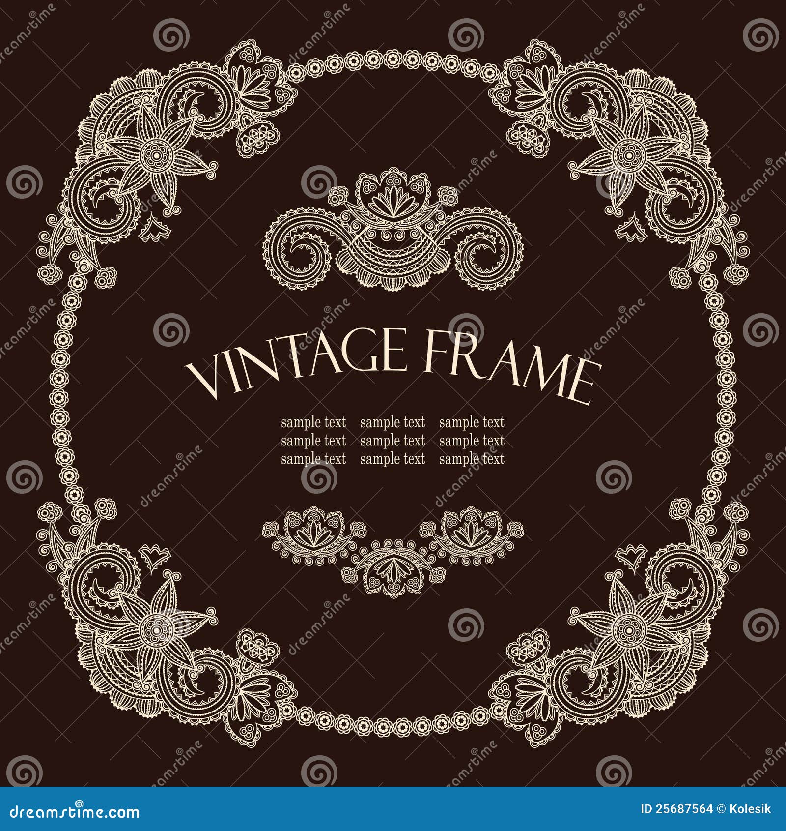 Vintage round frame stock vector. Illustration of filigree - 25687564