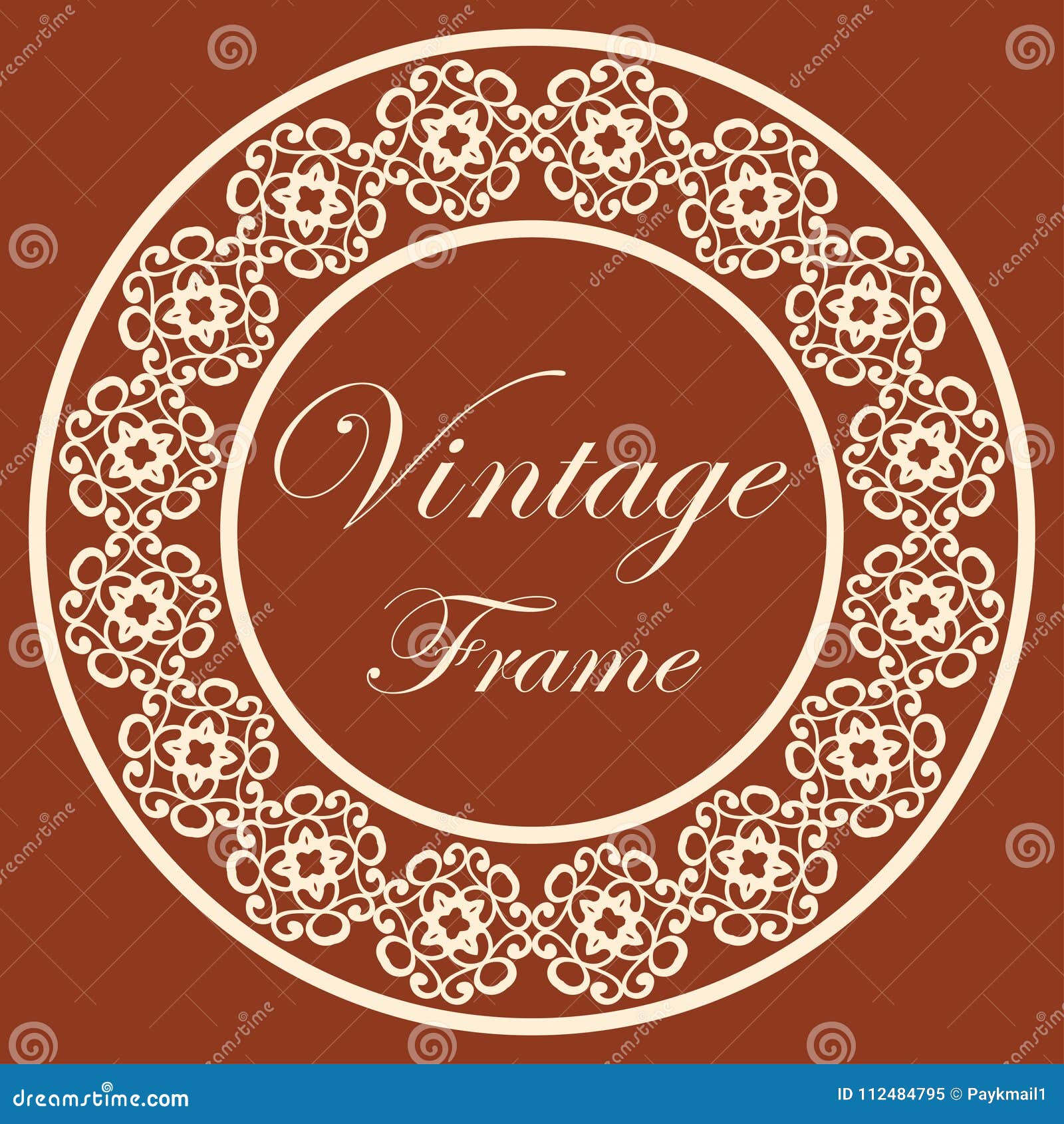 Vintage round frame stock vector. Illustration of elegance - 112484795