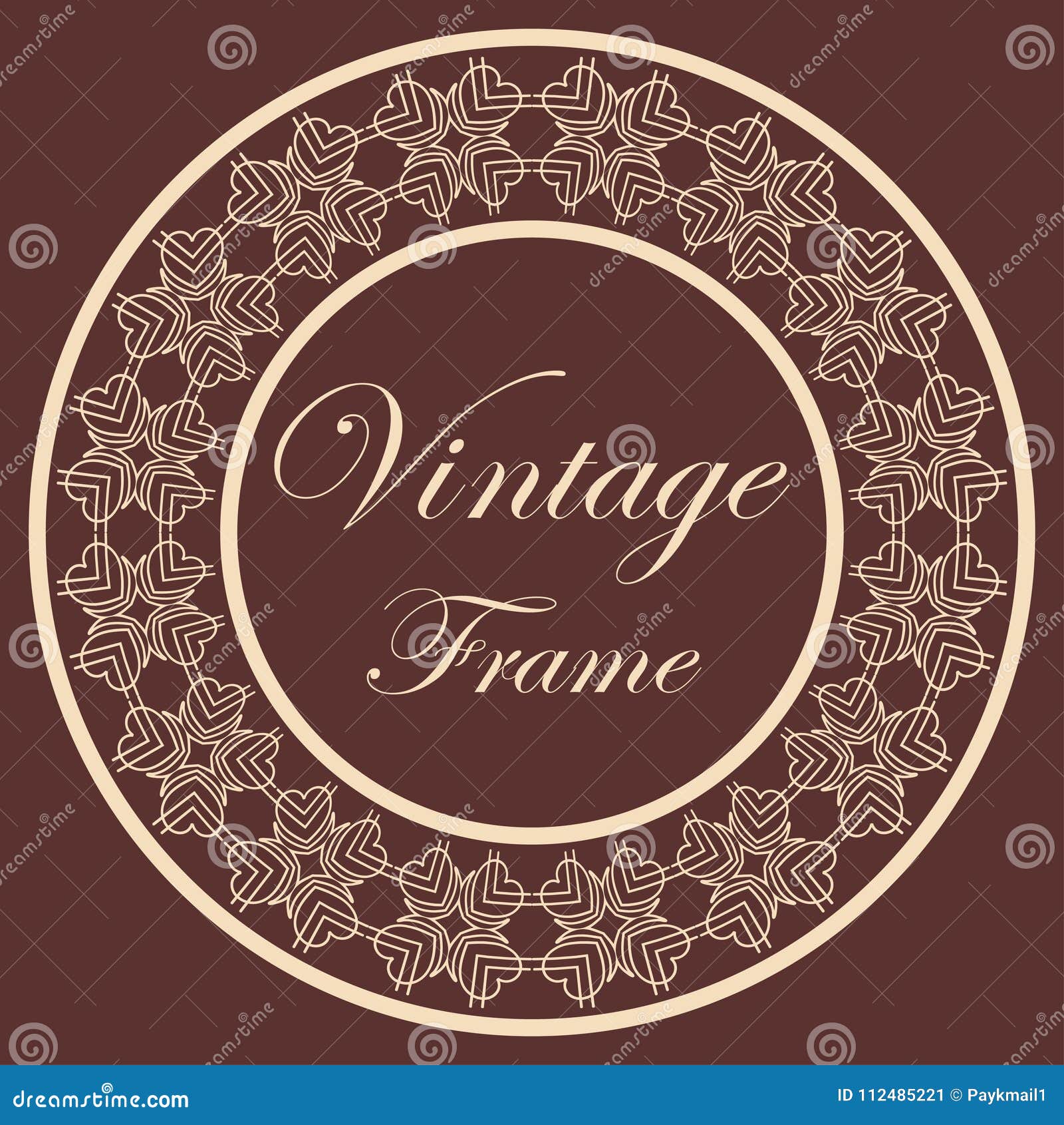 Vintage round frame stock vector. Illustration of floral - 112485221