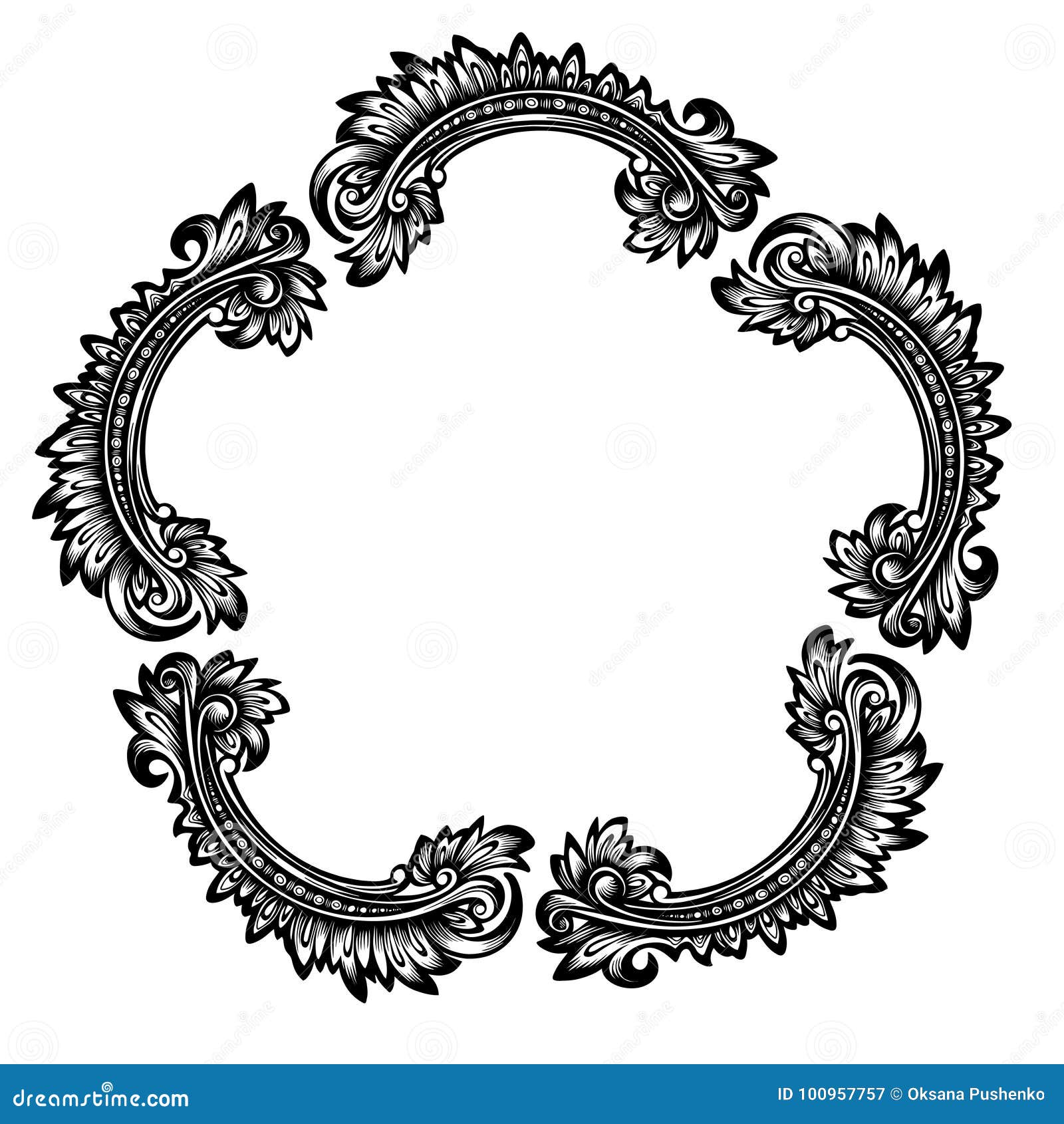 Vintage round frame stock vector. Illustration of vector - 100957757