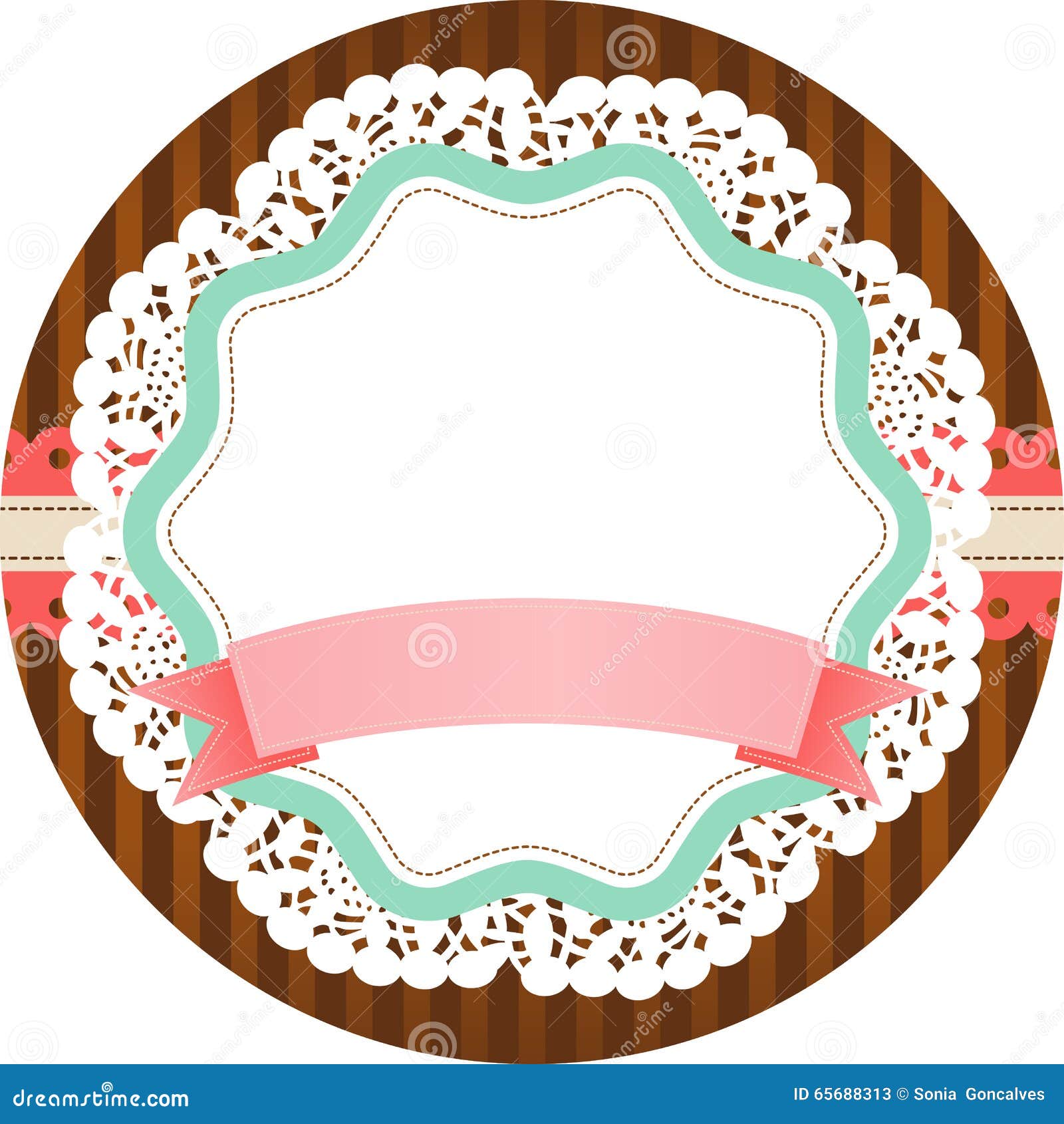 Vintage Round Label with Blank Banner Stock Vector - Illustration of ...