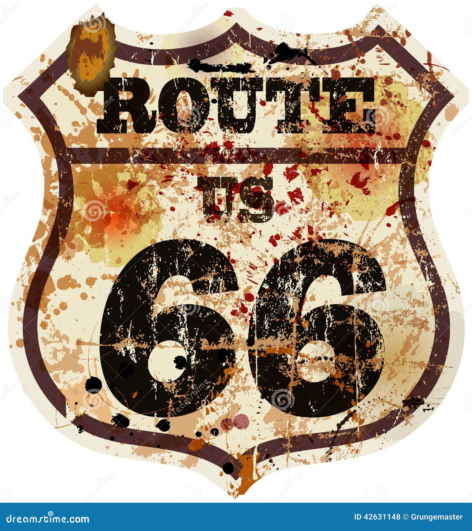 Vintage route 66 road sign stock vector. Illustration of grunge - 42631148