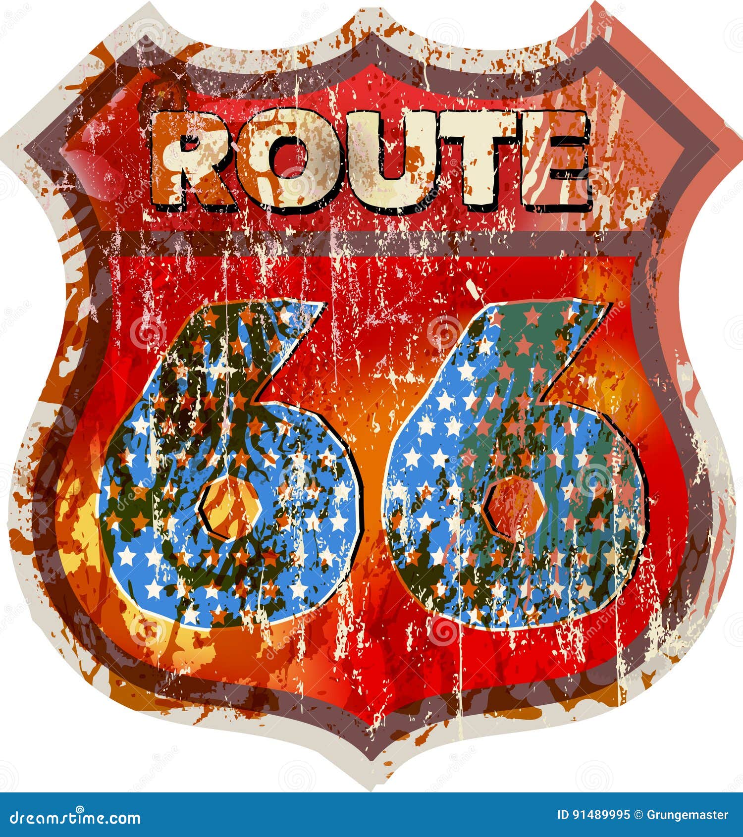 Vintage Route 66 Drive In Enamel Sign Vector Illustration ...