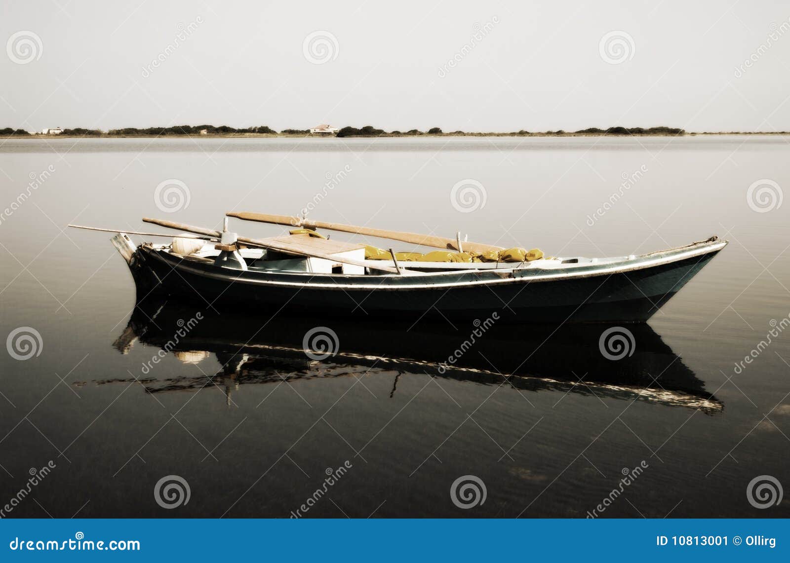 Vintage Rowboat stock image. Image of grainy, reflection - 10813001