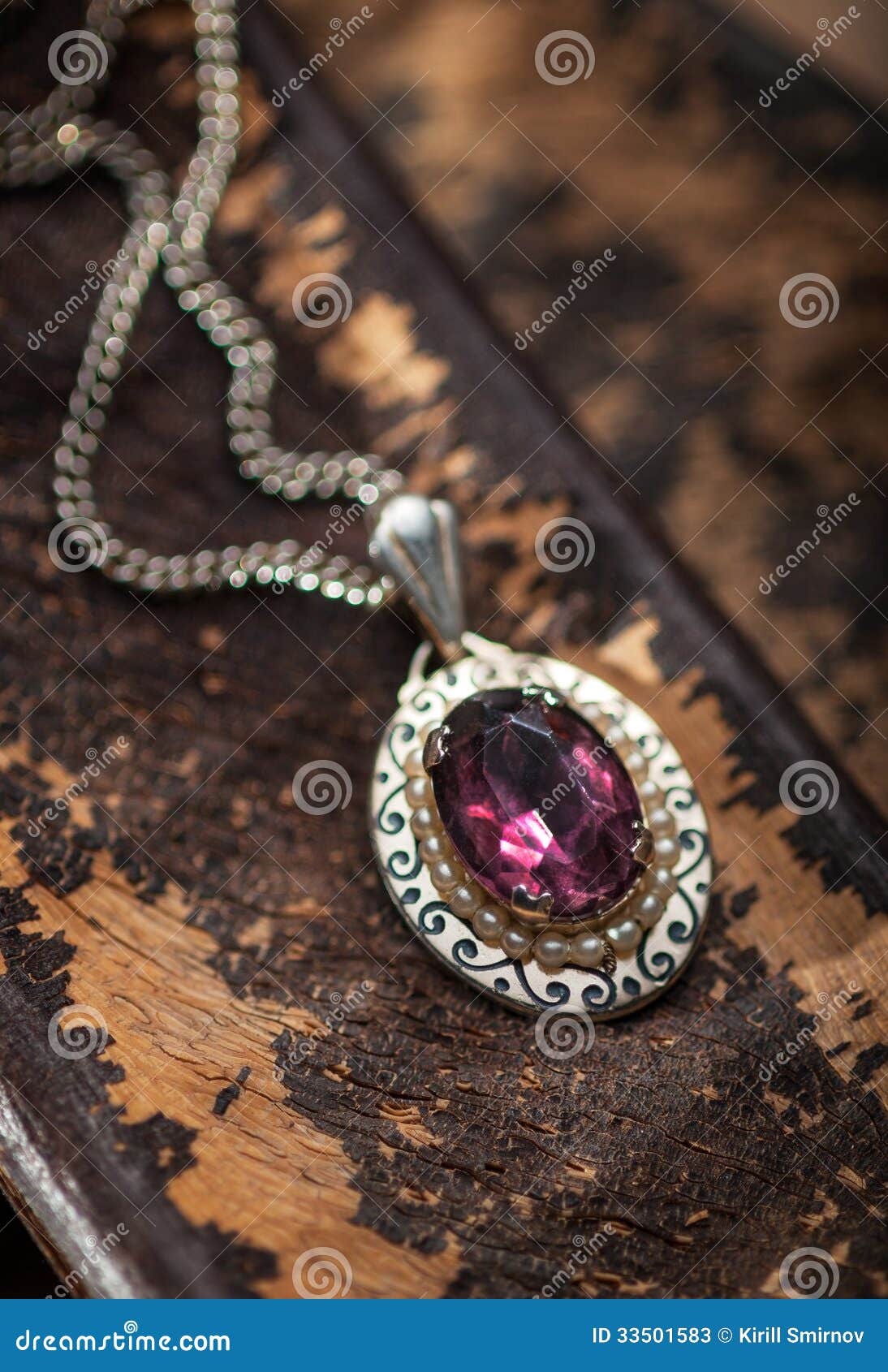 Vintage Ruby Pendant with Chains Stock Image - Image of decoration ...