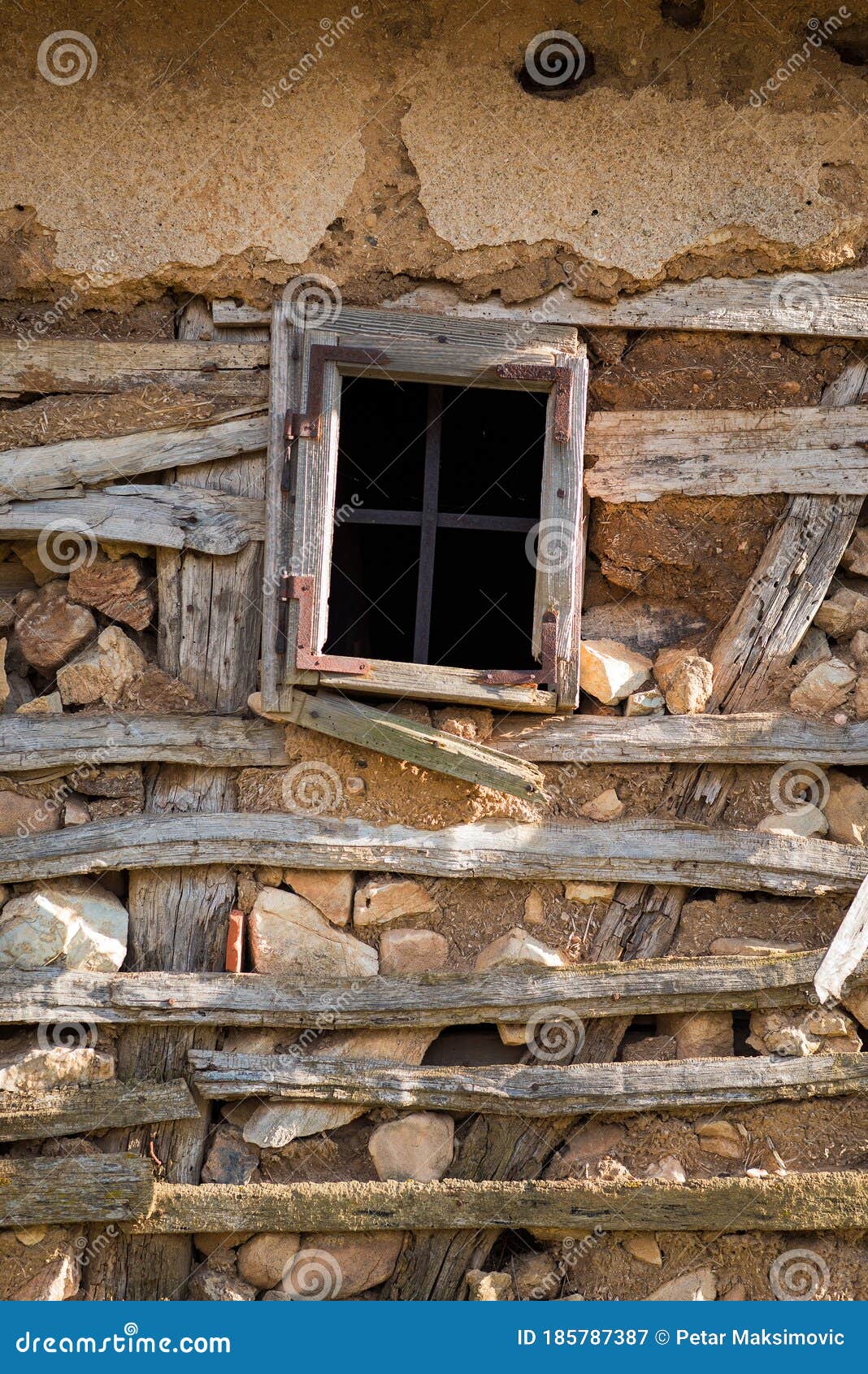 Vintage Ruined Old House Window Stock Image - Image of stones, earth ...