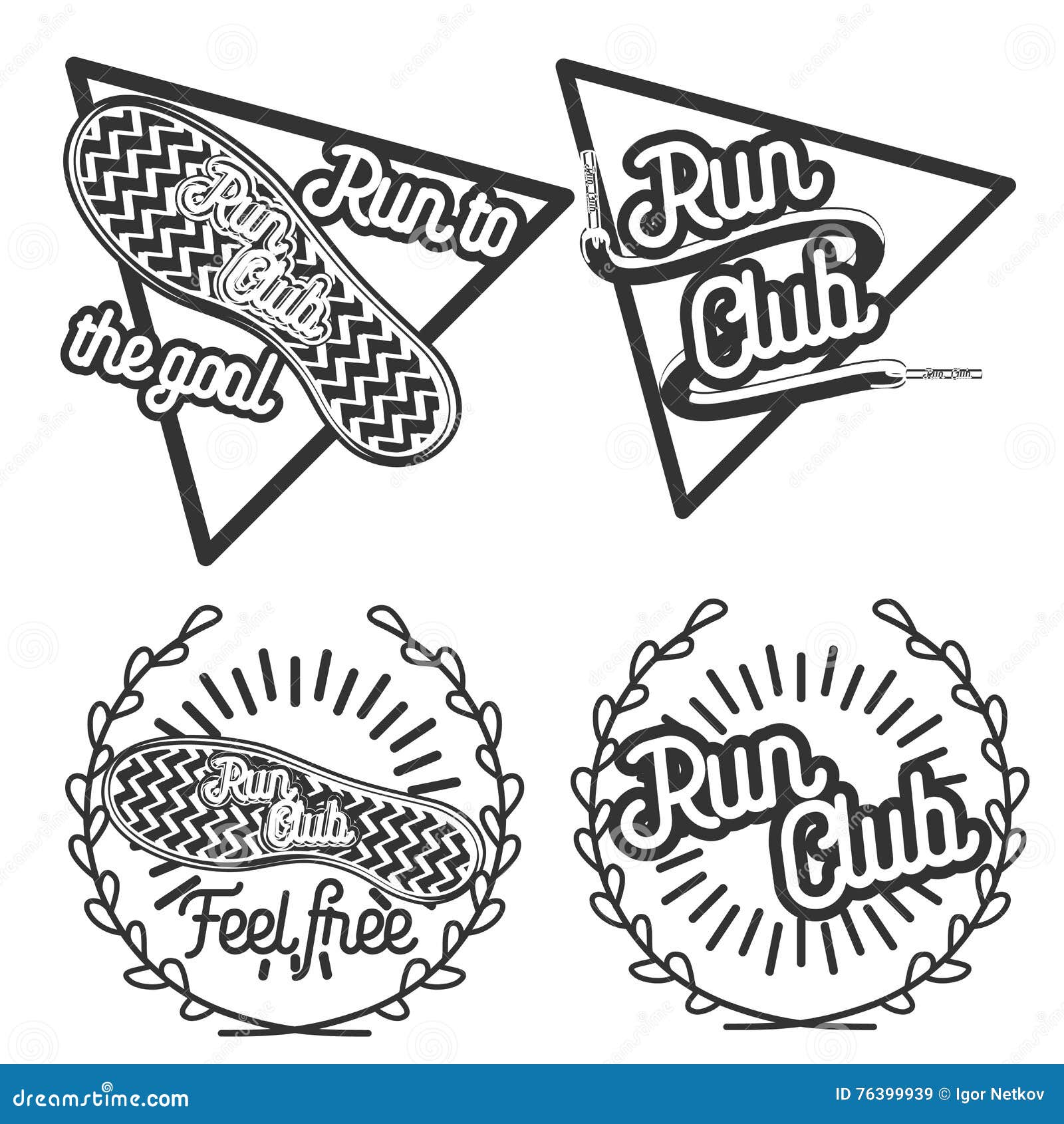 Vintage run club emblems stock vector. Illustration of marathoner ...