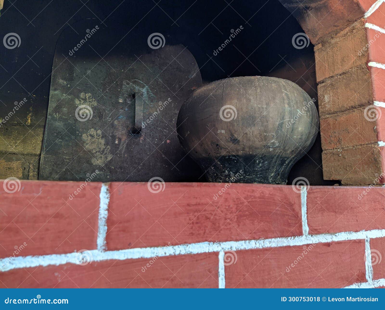 Vintage Russian Red Brick Stove. Stock Photo - Image of pattern, stove ...
