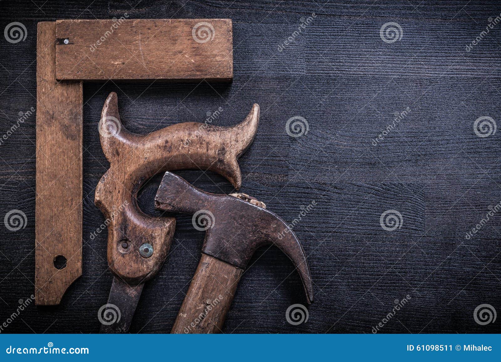 Vintage Rusted Tools on Wood Board Construction Concept Stock Image ...