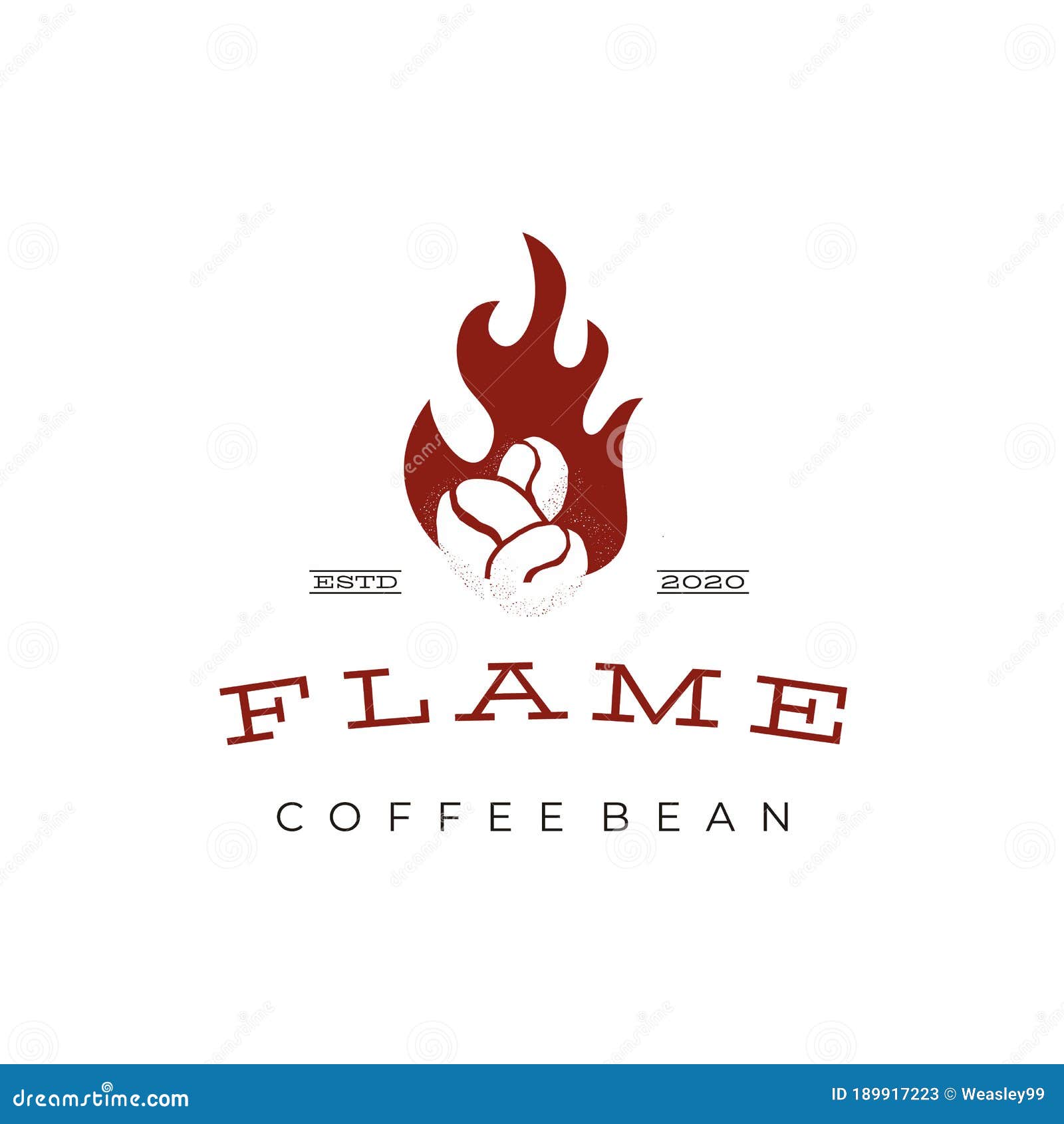 Vintage Rustic Coffee Bean Roaster With Fire Flame Logo Design Cartoon ...