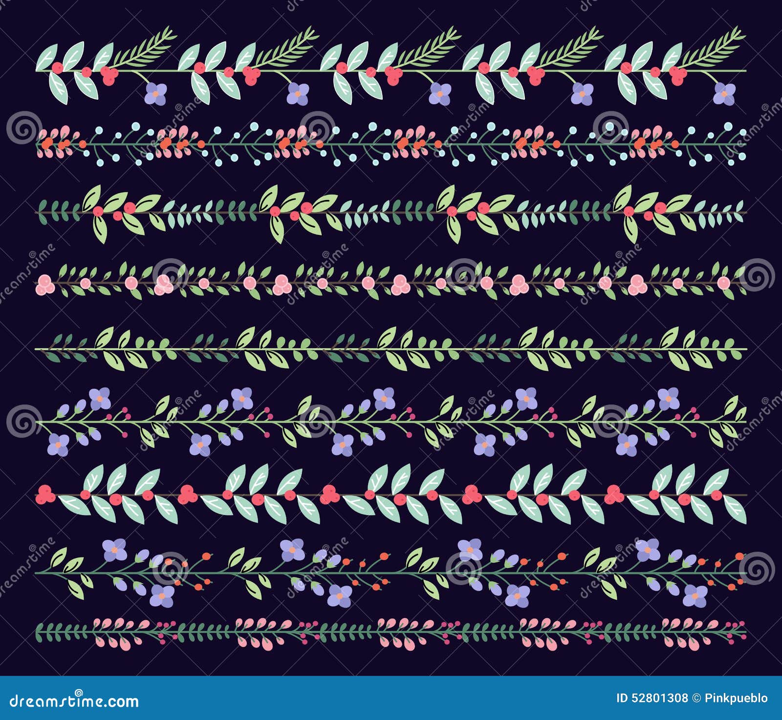 Vintage or Rustic Floral Borders and Dividers Stock Vector ...