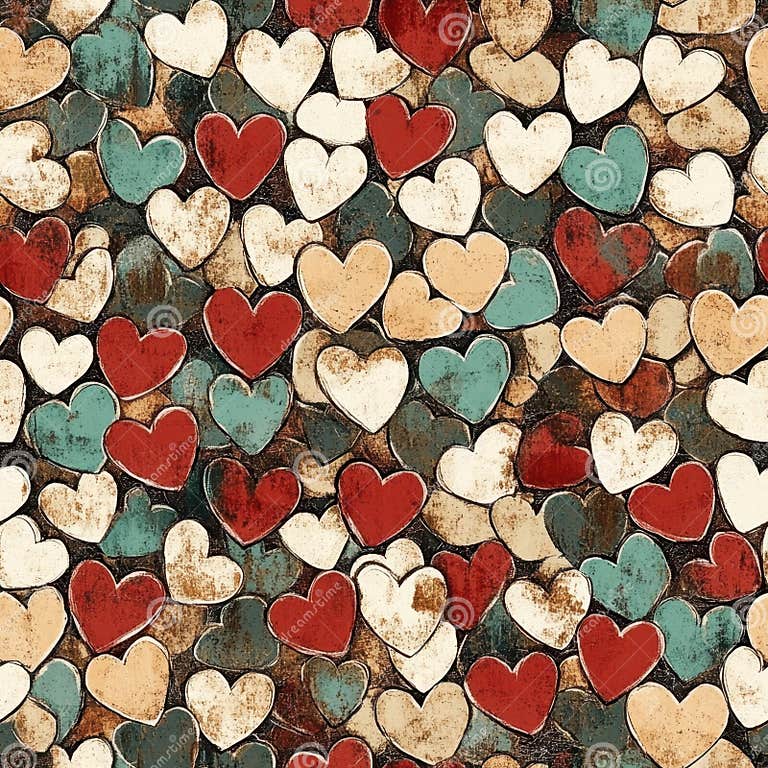 Vintage Rustic Heart Patterns for Romantic Backgrounds Stock Image ...