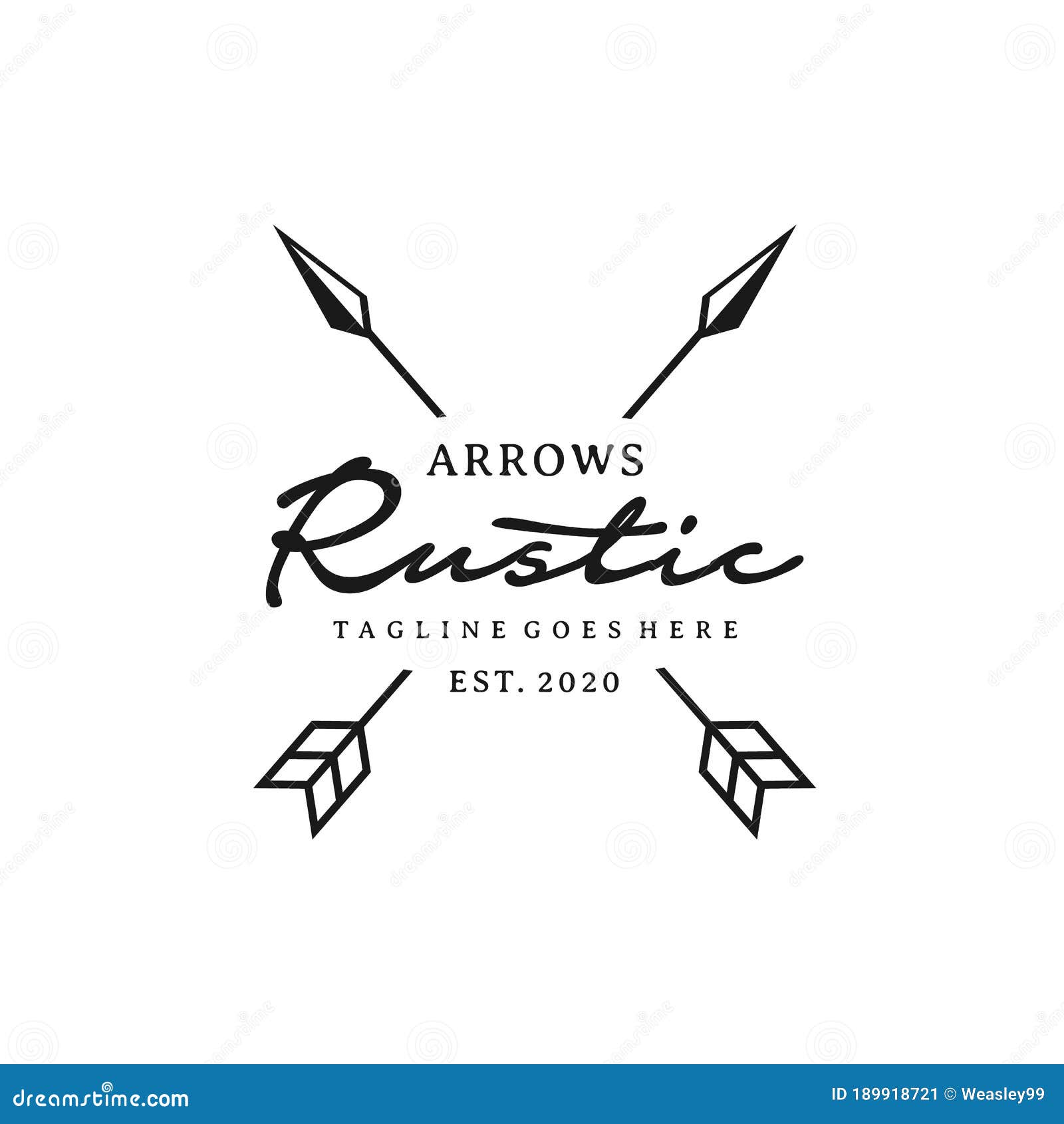 Vintage Rustic Hipster Crossed Arrow Logo Design Cartoon Vector ...