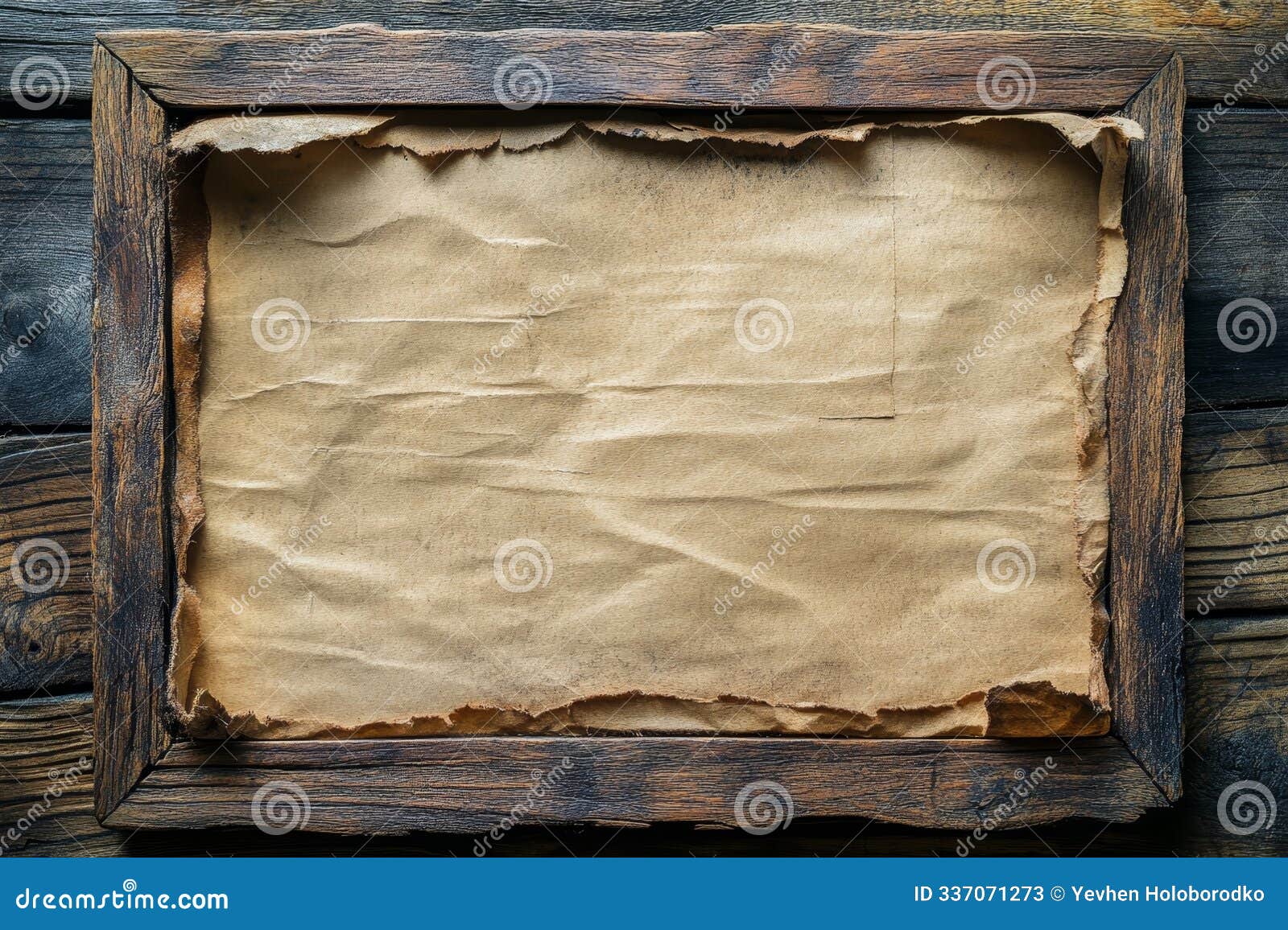 Vintage Rustic Wood Frame with Decorative Border on Aged Paper ...