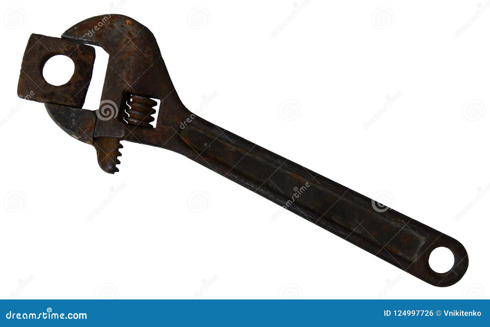 Vintage Rusty Adjustable Spanner and Nut Stock Photo - Image of ...