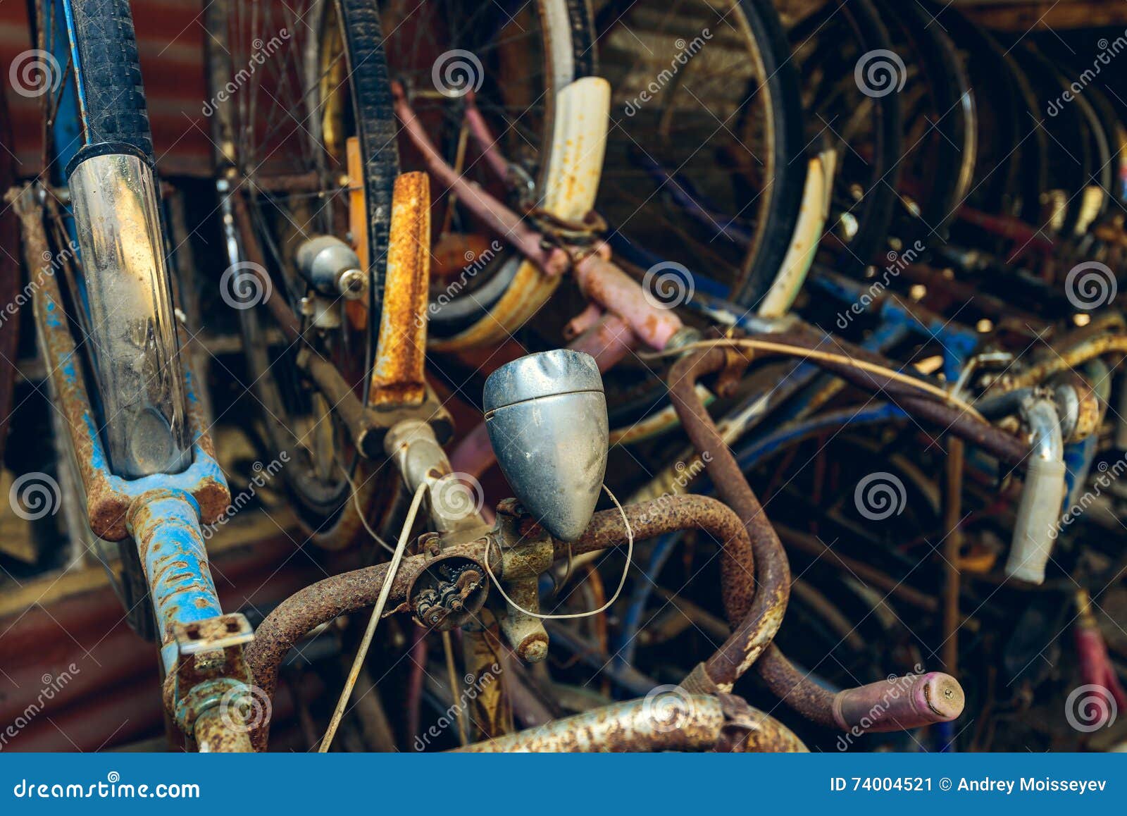 Vintage rusty bicycles stock image. Image of details - 74004521