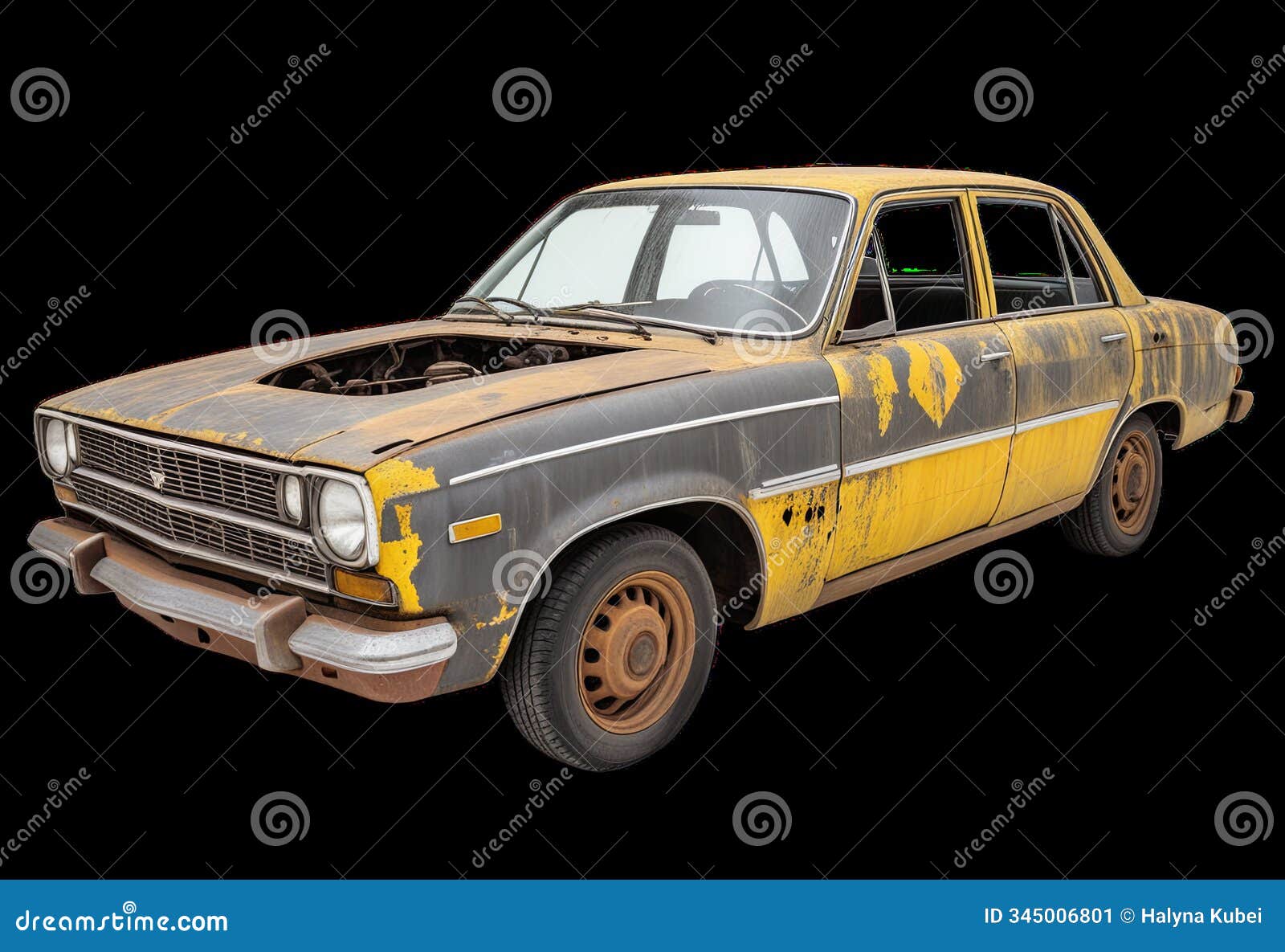 Vintage Rusty Car on Transparent Background Stock Illustration ...