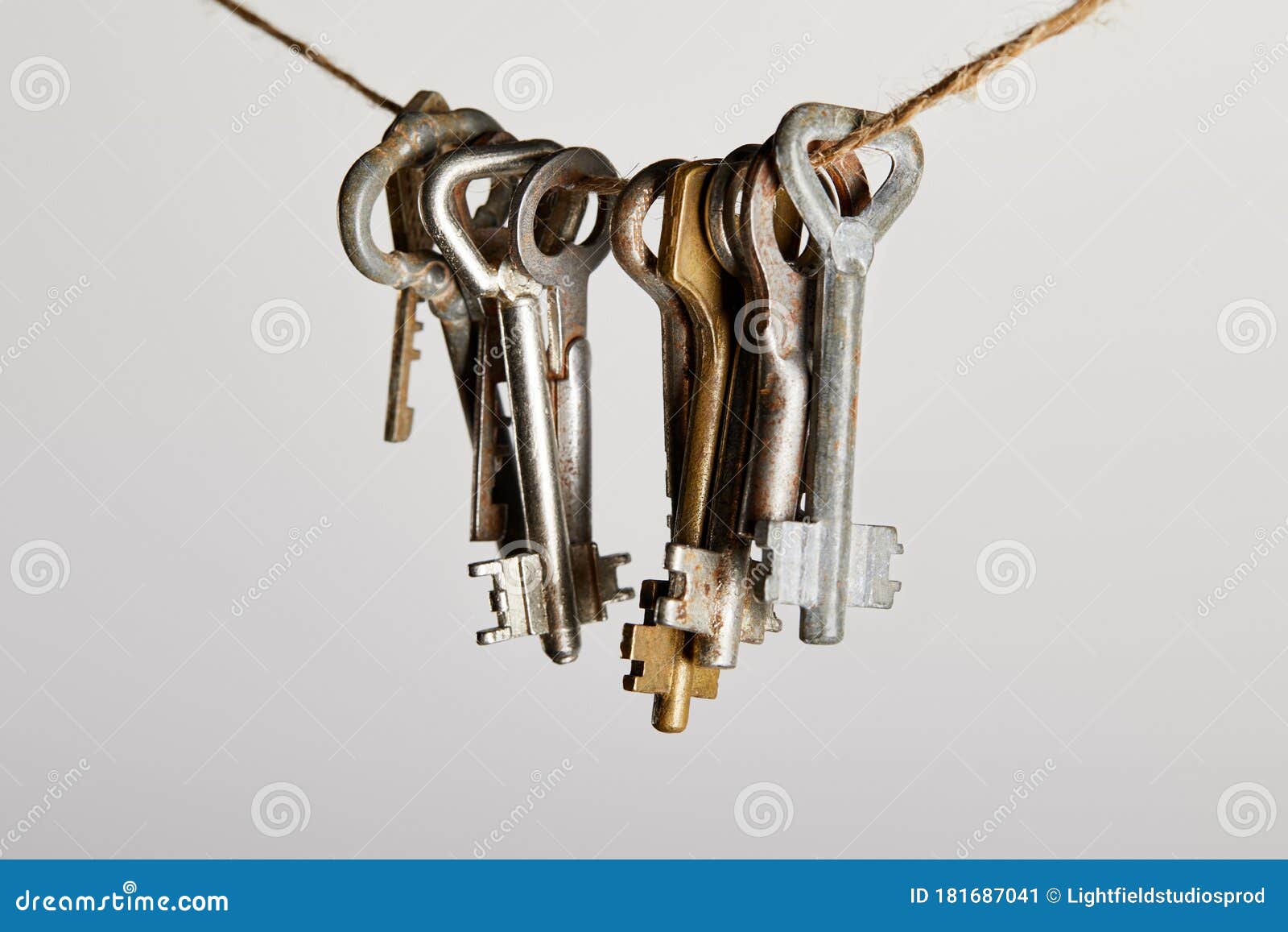 Vintage Rusty Keys Hanging on Rope Stock Image - Image of weathered ...